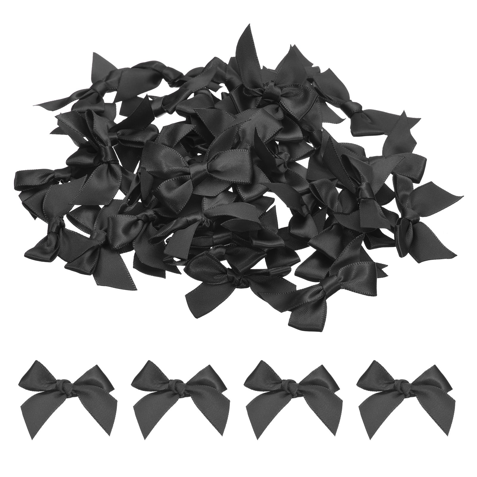 Uxcell 100Pcs Mini Ribbon Bow Mini Fabric Satin Ribbon Flower Bows ...