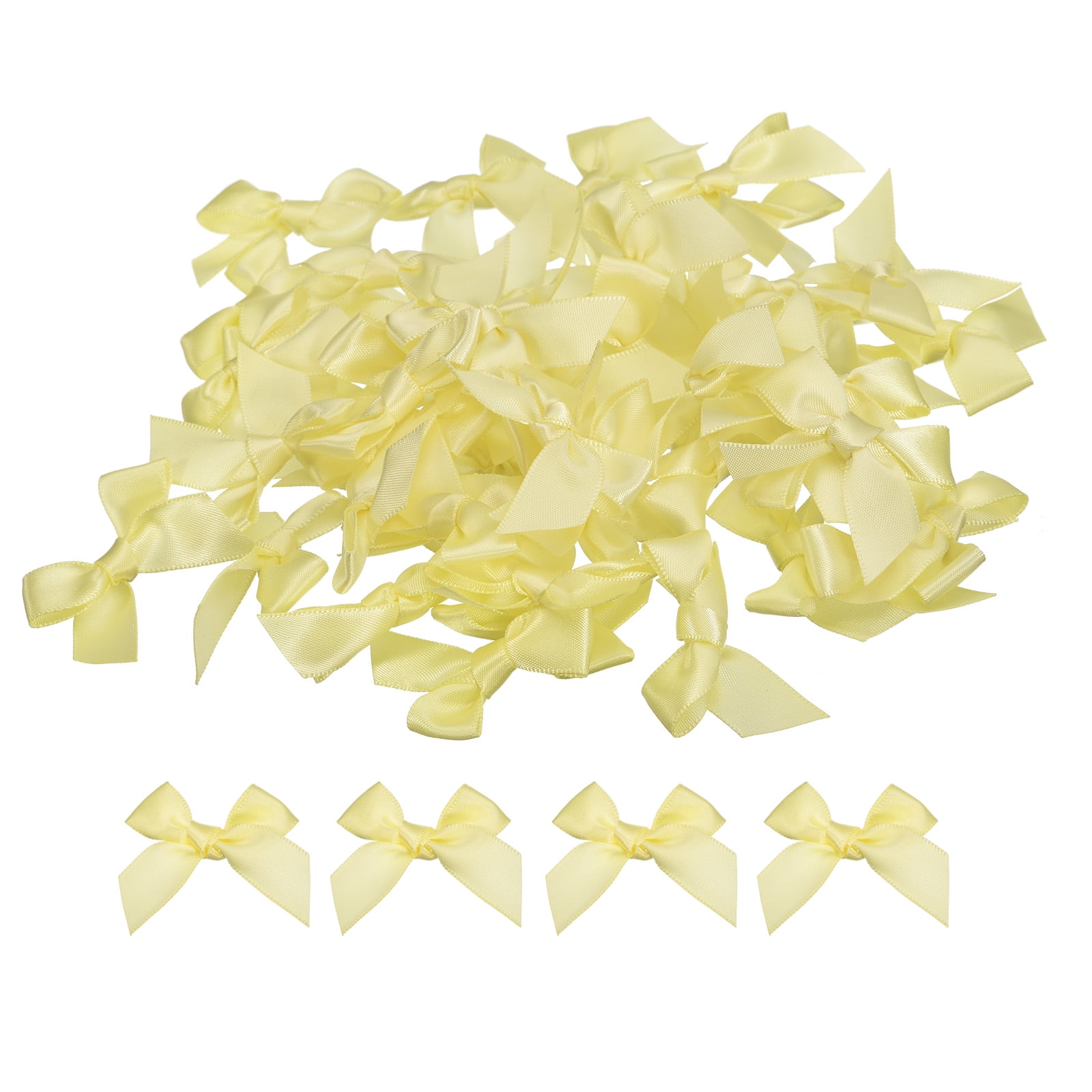 Uxcell 100Pcs Mini Ribbon Bow Mini Fabric Satin Ribbon Flower Bows ...