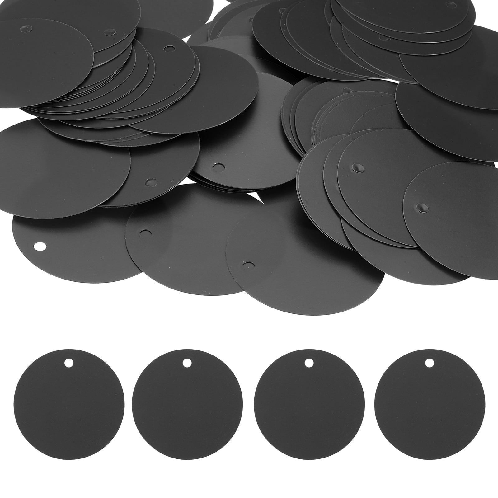 Uxcell 100Pcs Round Plastic Tags (5cm/1.9", Black) - Blank Merchandise ...