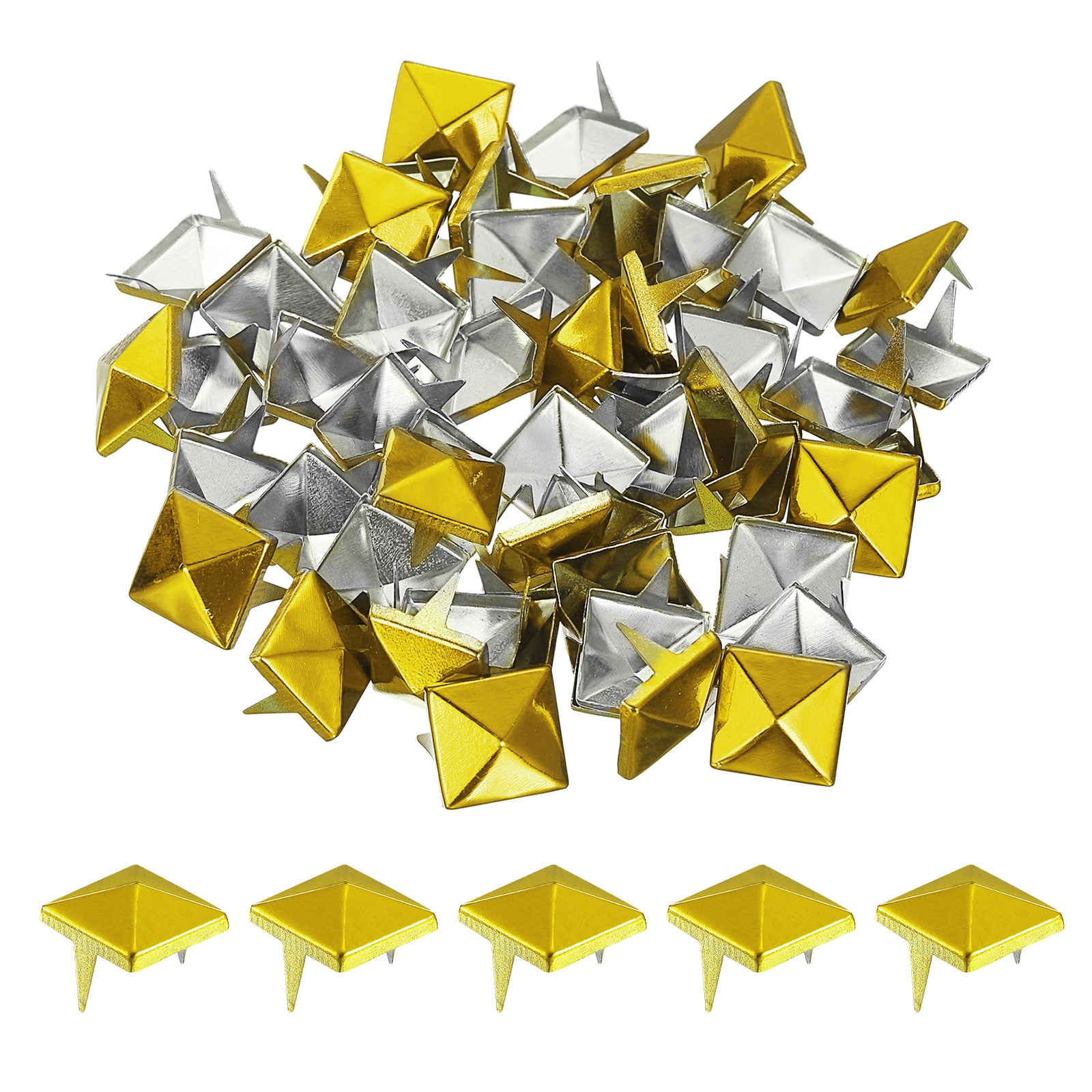 Uxcell 100Pcs Square Pyramid Rivets, 12mm Two-Jaw Studs Spikes, Copper ...