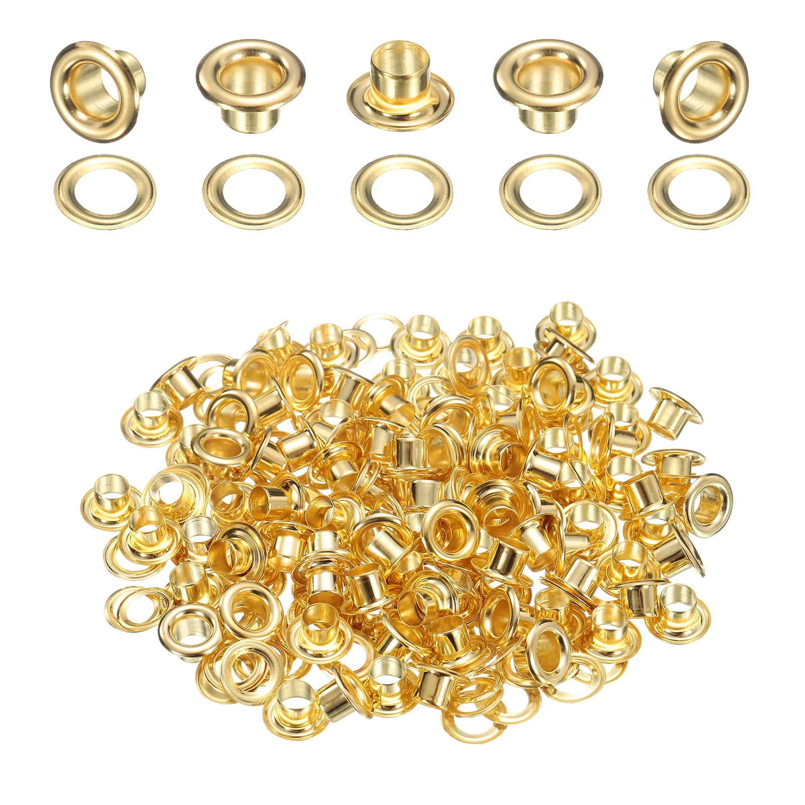 Uxcell 100Set Grommets Eyelets 4.5mm 1/6 Inch Brass Eyelets Kit with ...