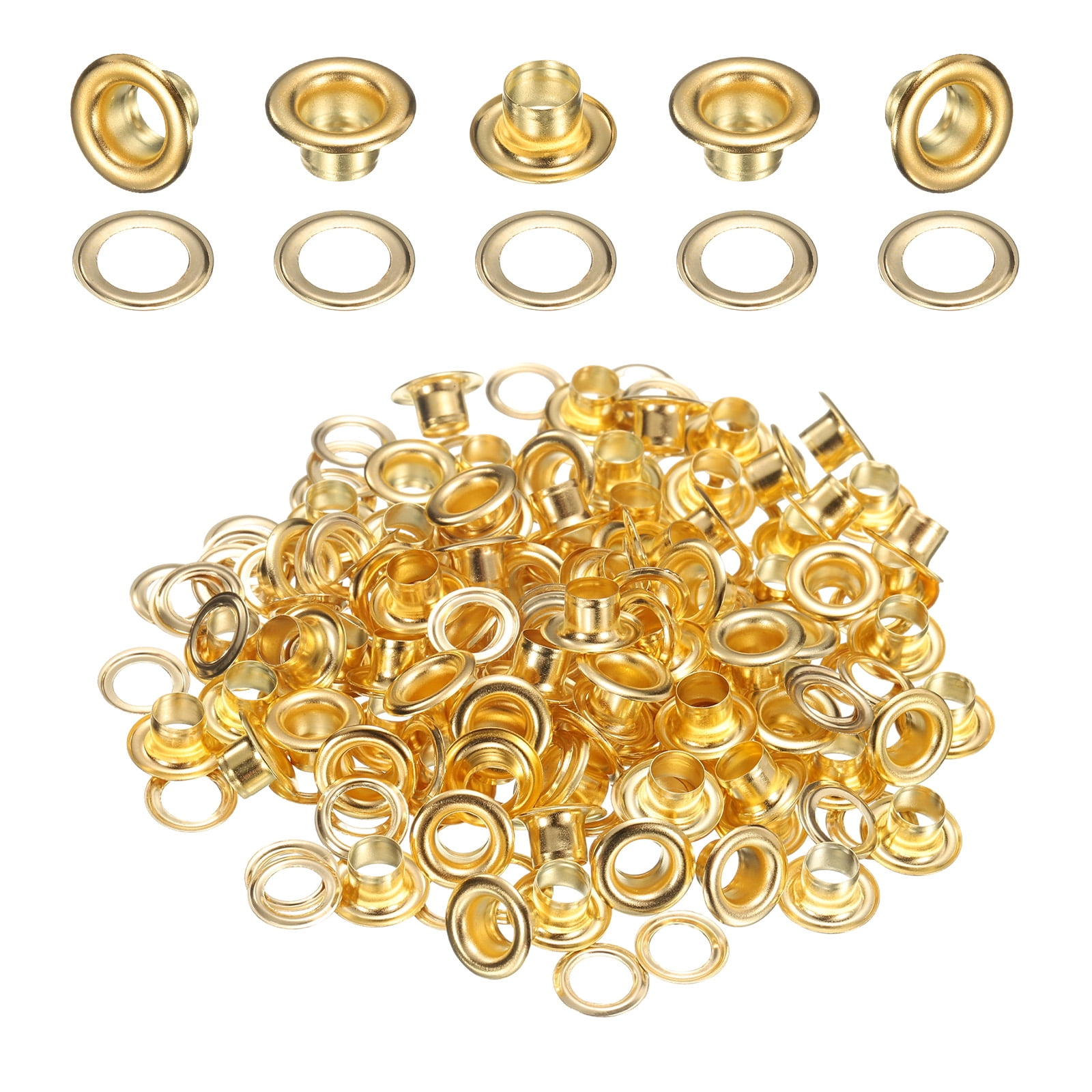 Uxcell 100Set Grommets Eyelets 5mm 1/5 Inch Brass Eyelets Kit with ...