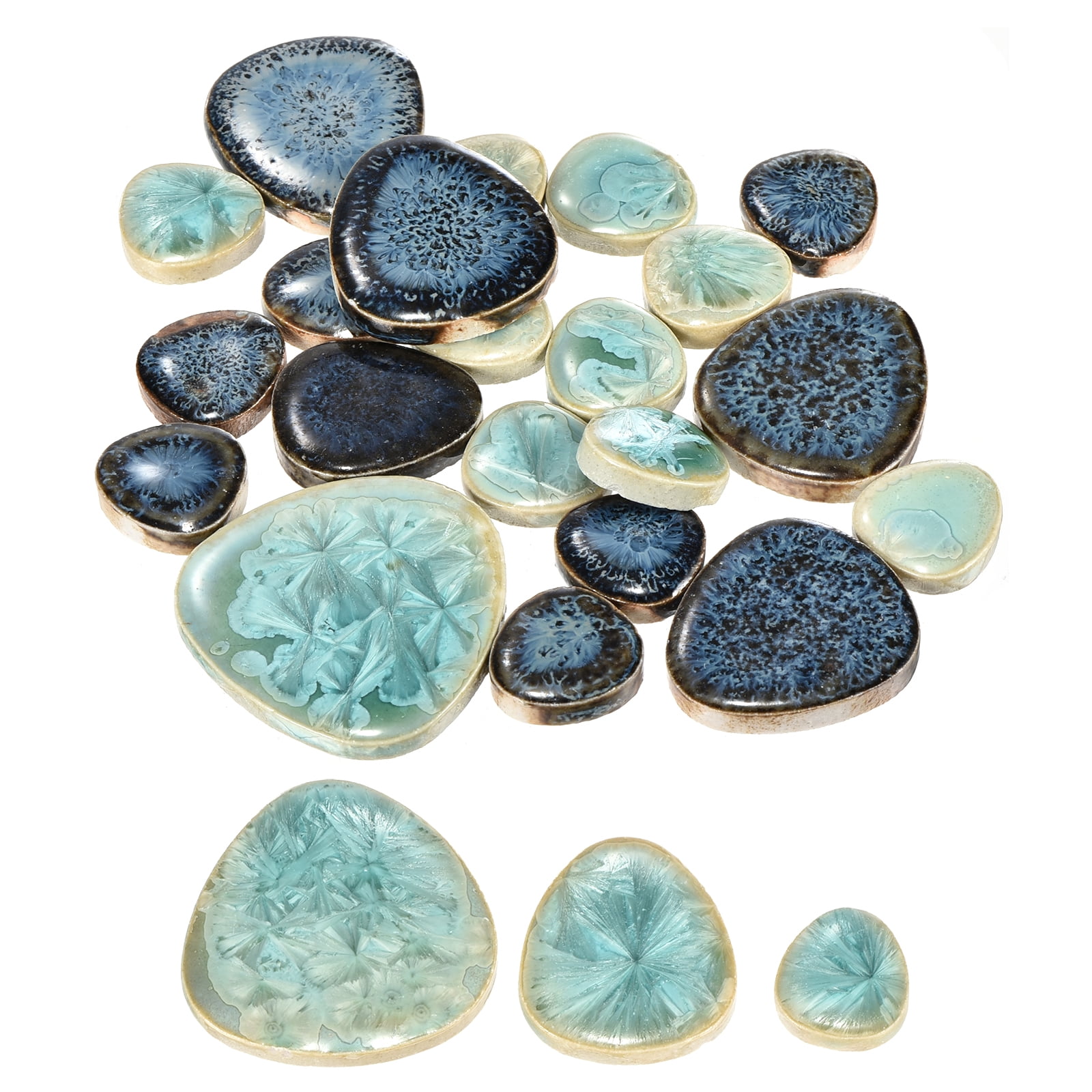 Uxcell 100g Ceramic Mosaic Tiles for Crafts Bulk, Pebble Blue and Green ...