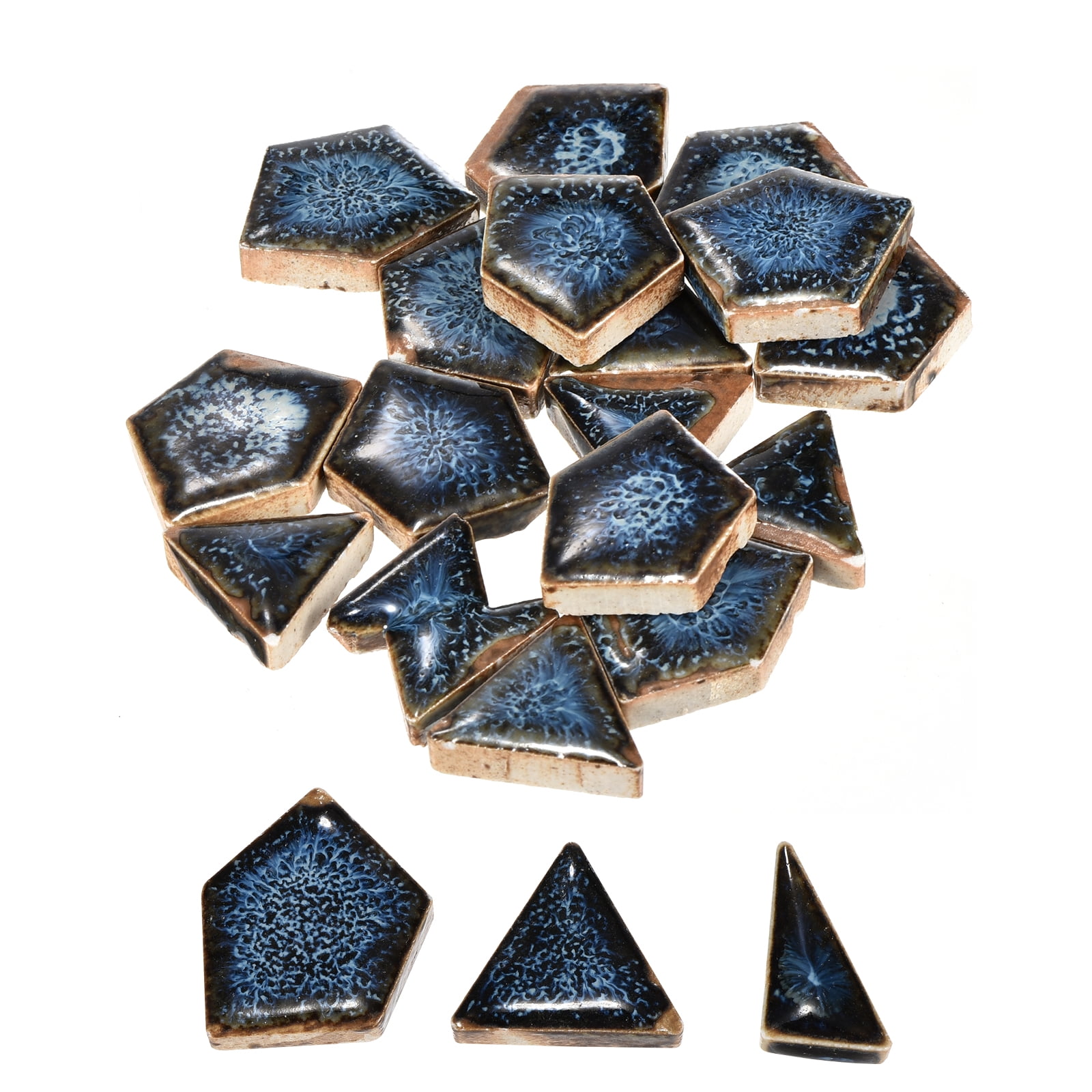 Uxcell 100g Ceramic Mosaic Tiles for Crafts Bulk, Polygon Blue Ceramic ...