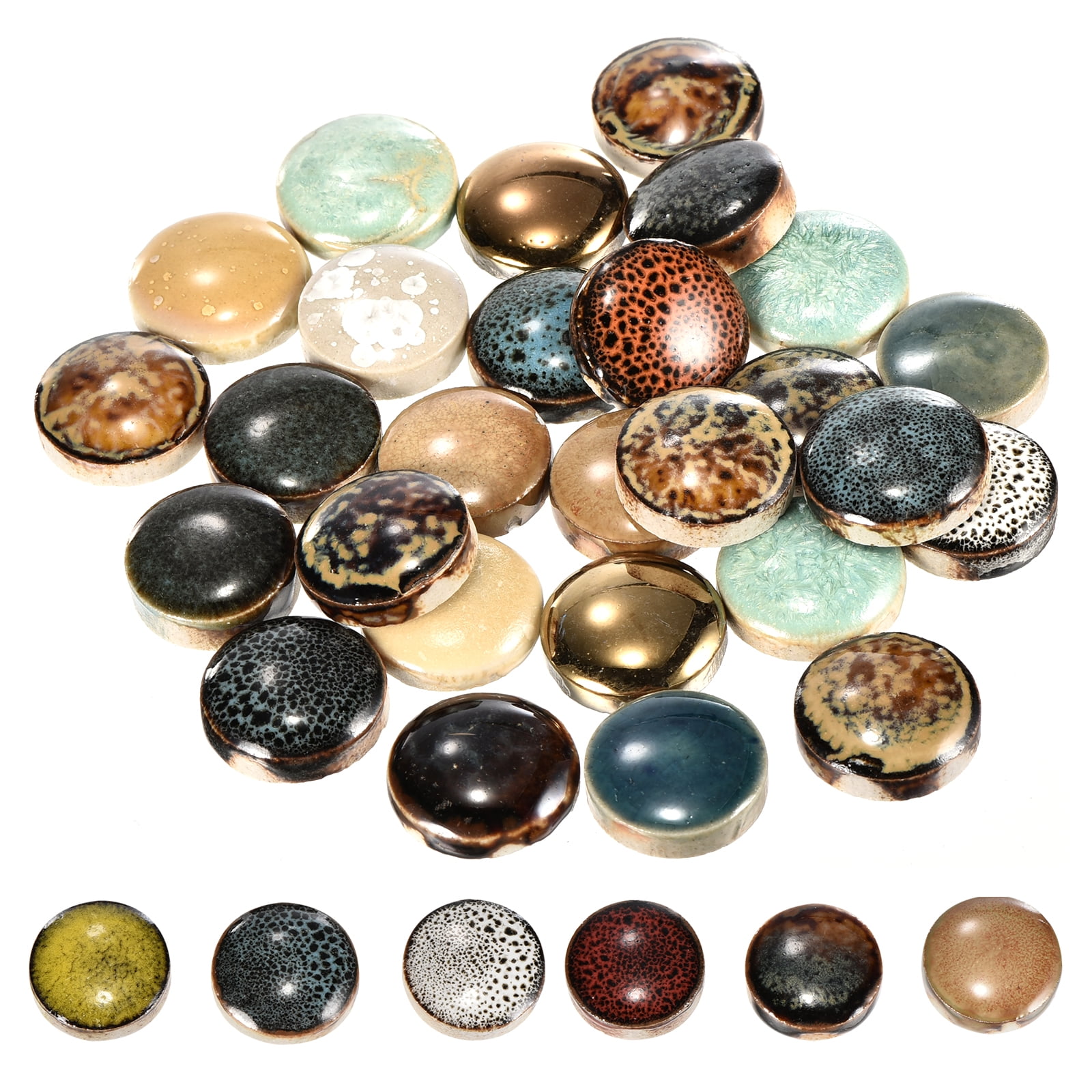 Uxcell 100g Ceramic Mosaic Tiles for Crafts Bulk, Small Round ...