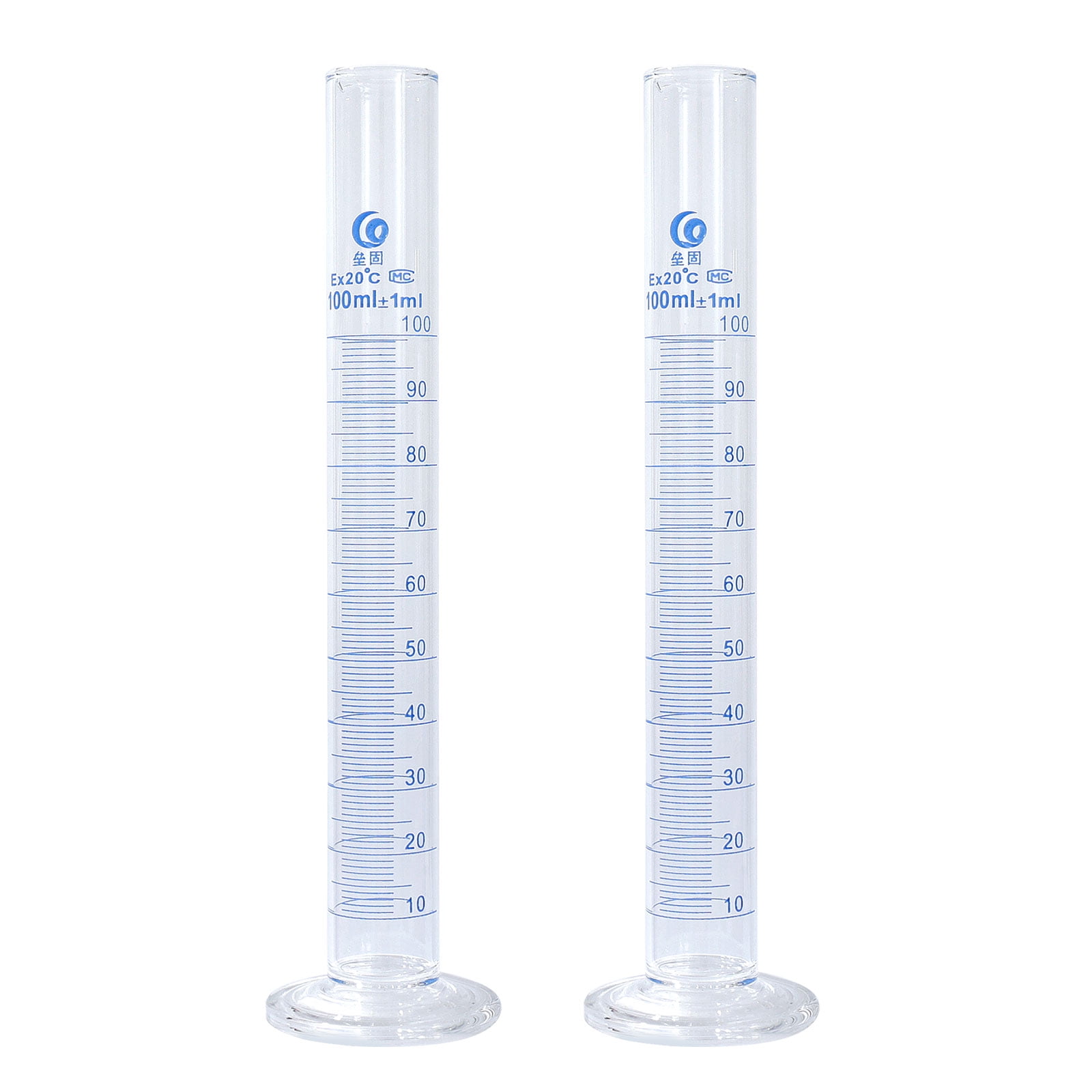 Uxcell 100ml 3.3 Borosilicate Glass Graduated Cylinder, 2Pcs Round Base ...
