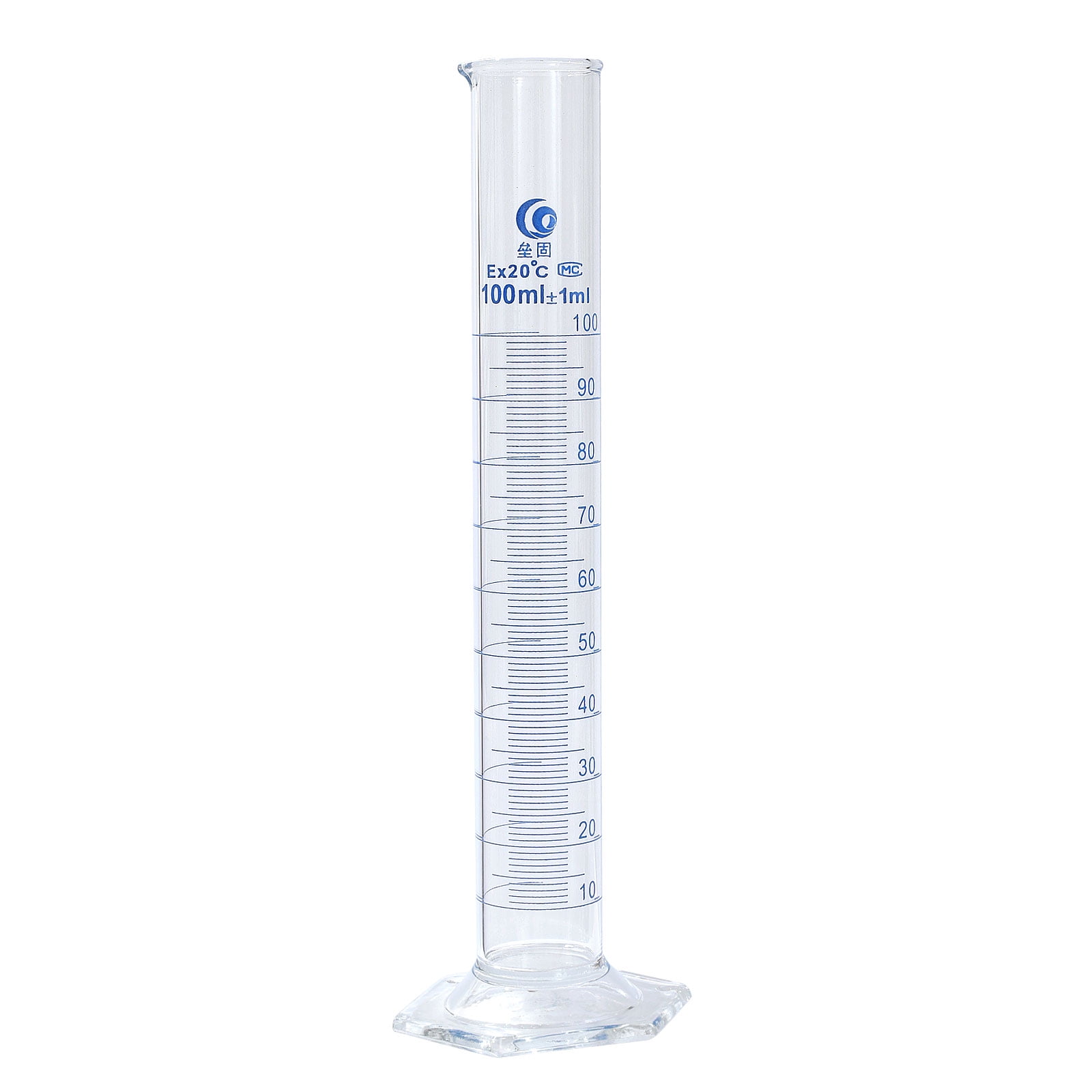 Uxcell 100ml 3.3 Borosilicate Glass Graduated Cylinder, Hex Base Blue ...