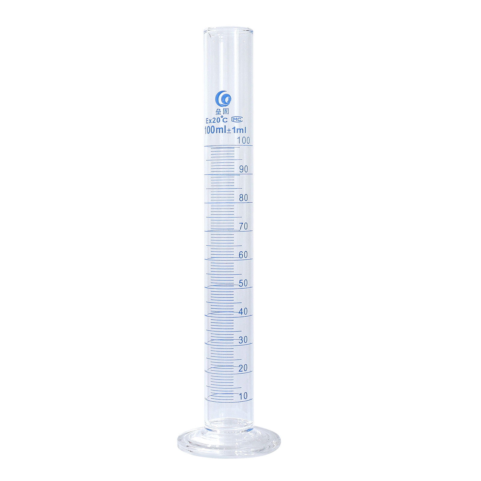 Uxcell 100ml 3.3 Borosilicate Glass Graduated Cylinder, Round Base Blue ...