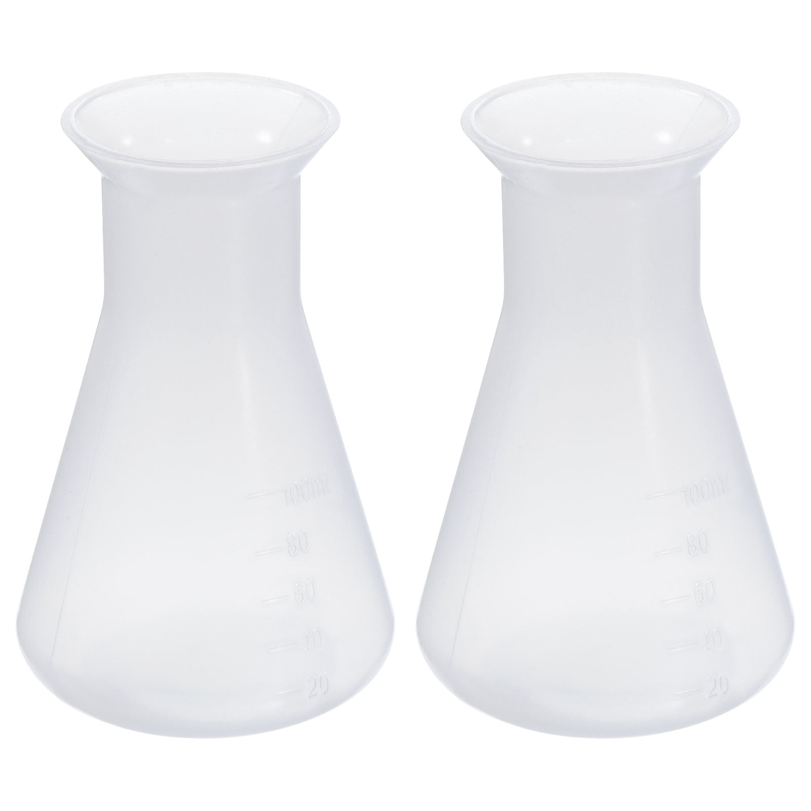 Uxcell 100ml Plastic Erlenmeyer Flask, 2 Pack Wide Mouth Conical Flask ...