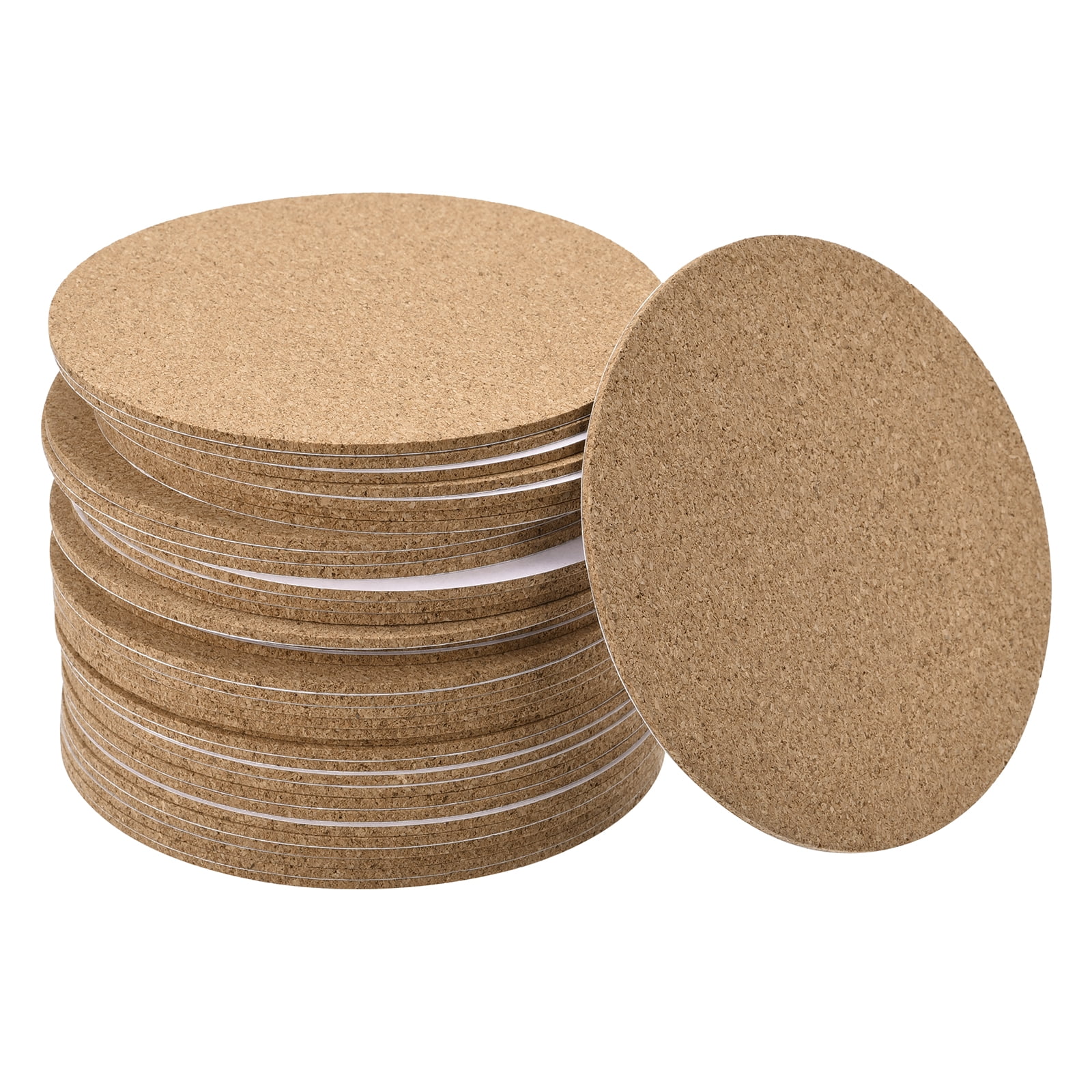 Uxcell 100mm(3.94") Round Coasters 2mm Thick Cork Cup Mat Self-Adhesive ...