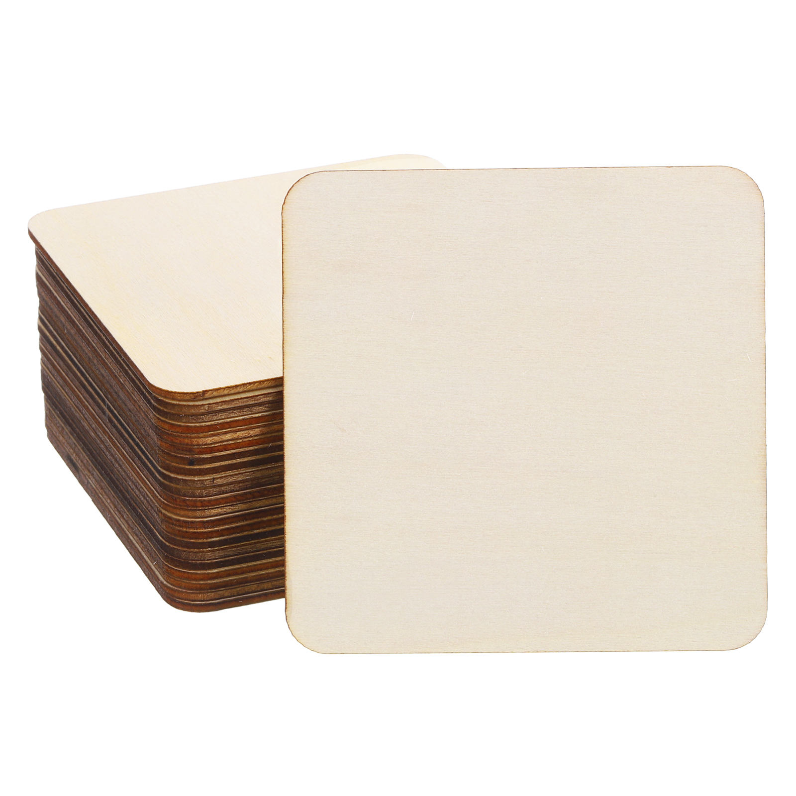 Uxcell 100mm Wood Pieces, 20 Pack Unfinished Square Wood Shapes Blank ...