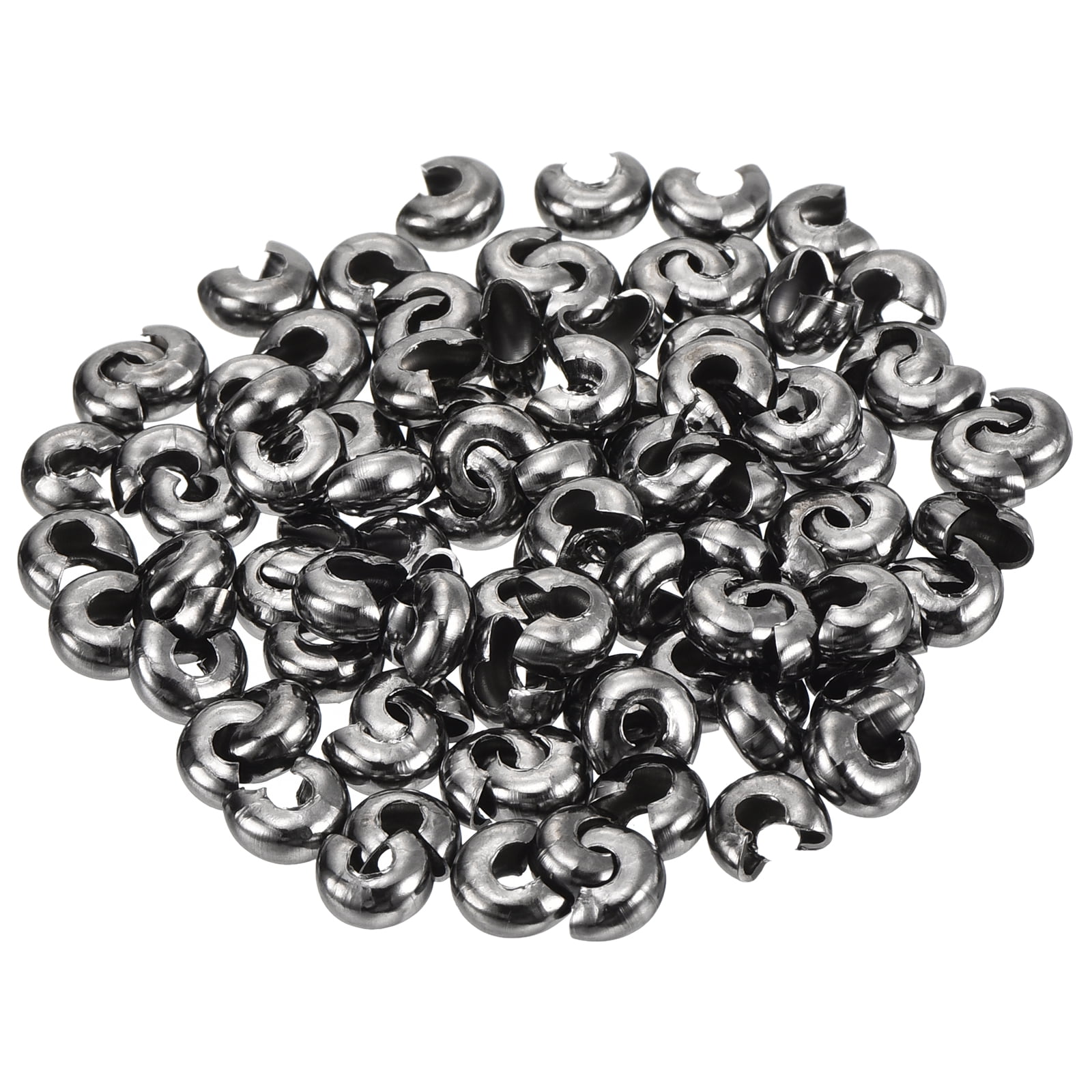 Uxcell 100pack Crimp Bead Covers, 4mm/0.16" Half Round Open Crimp Beads ...