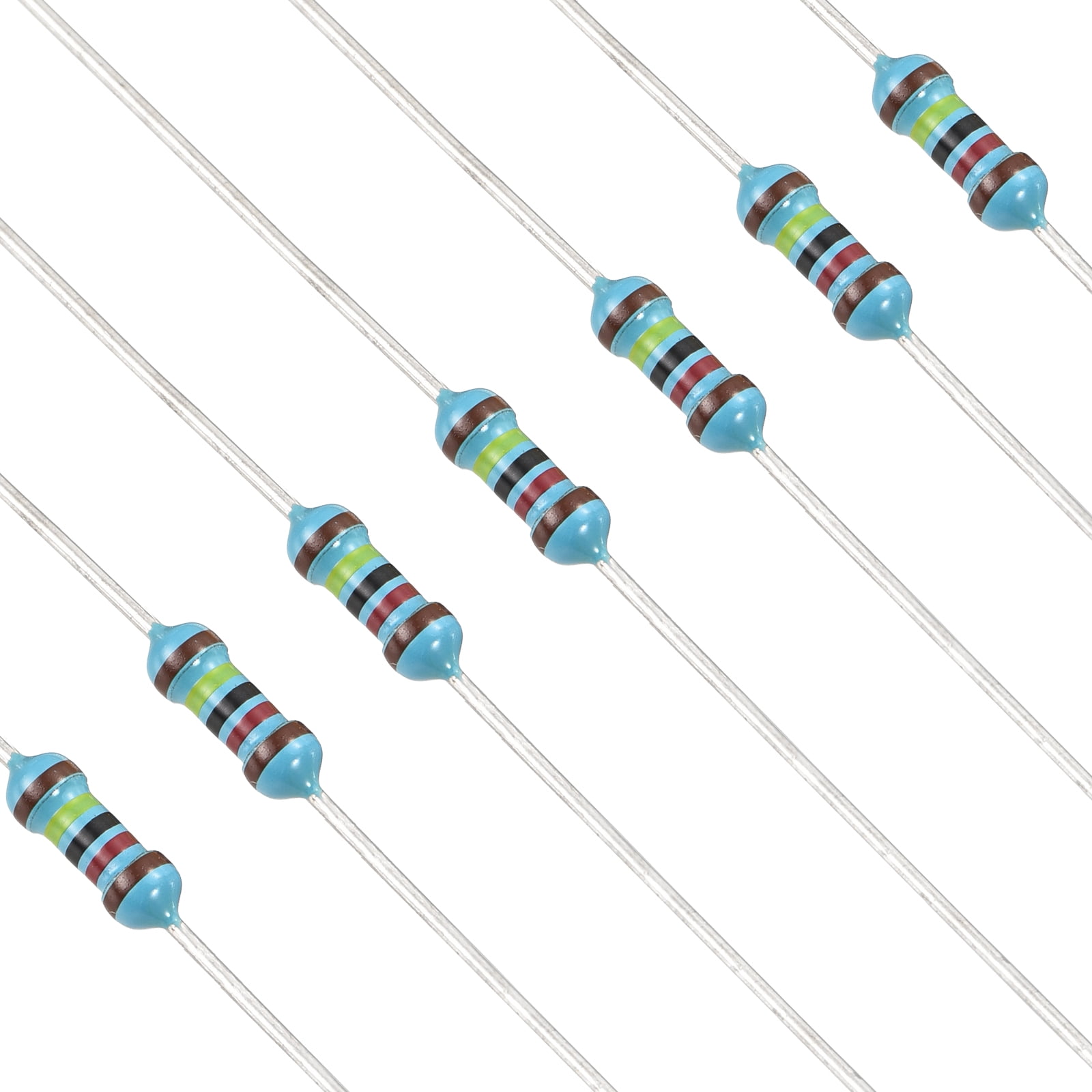 Uxcell 100pcs 1.2M Ohm Resistor, 1/4W (0.25W) Metal Film Fixed Resistor ...