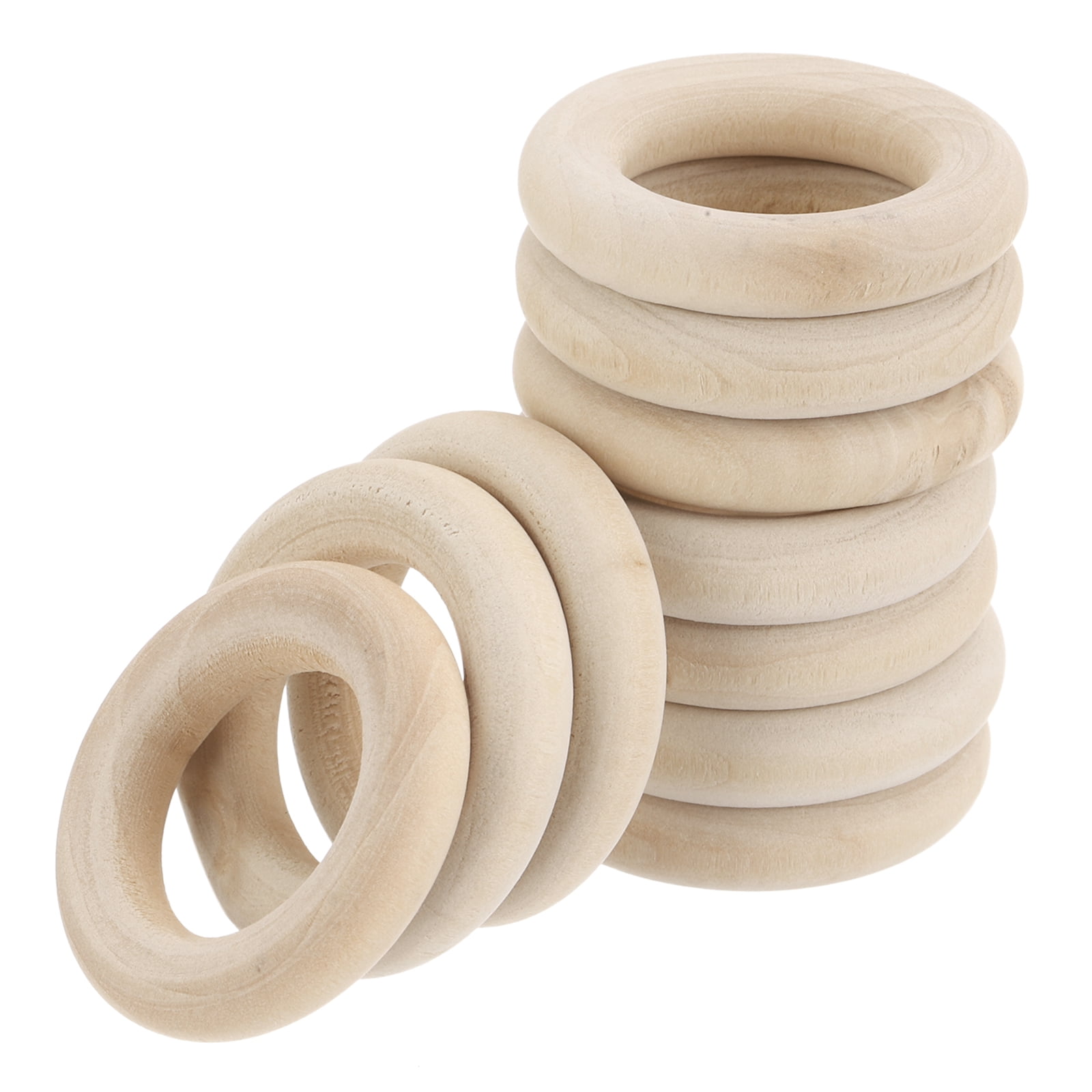 Uxcell Unfinished Wooden Rings Smooth Natural Woods Macrame Rings for ...