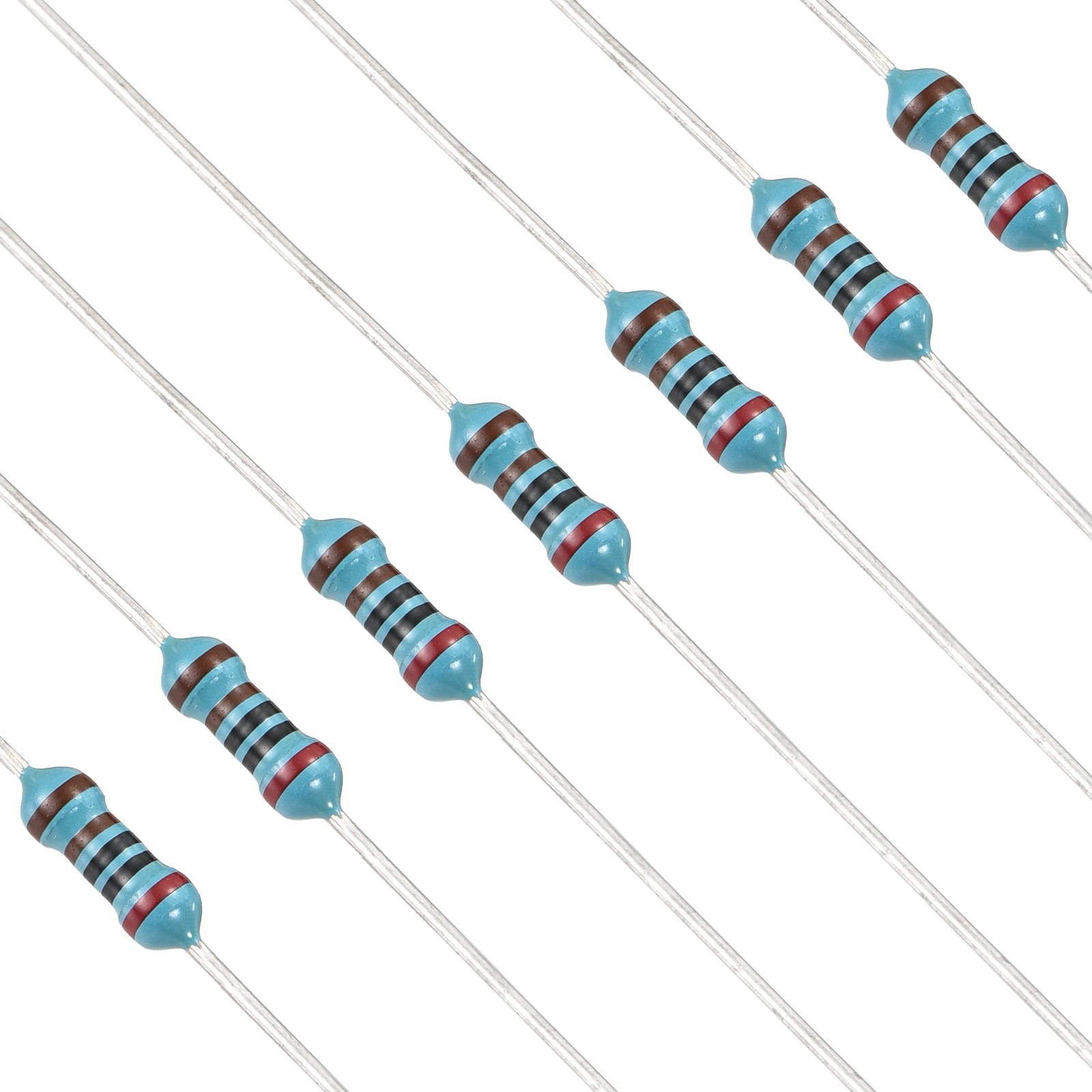 Uxcell 100pcs 2K Ohm Resistor, 1/4W (0.25W) Metal Film Fixed Resistor ...