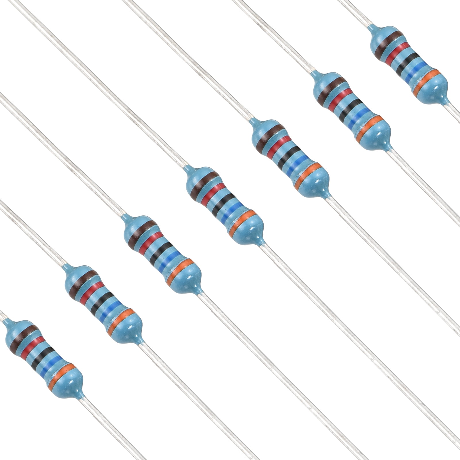 Uxcell 100pcs 36K Ohm Resistor, 1/4W (0.25W) Metal Film Fixed Resistor ...