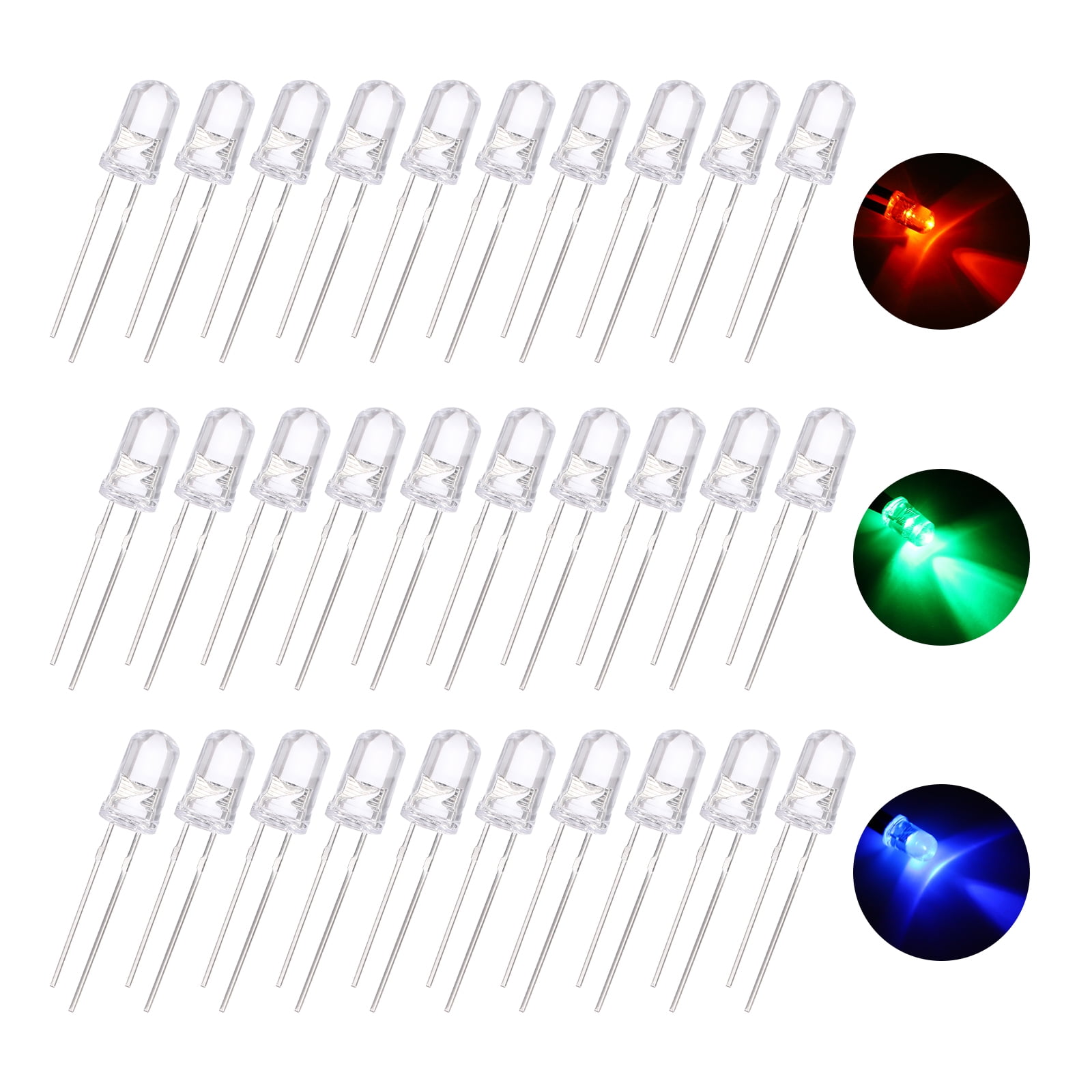 Uxcell 100pcs 3mm Red LED Diode Lights for Electronics Components and ...