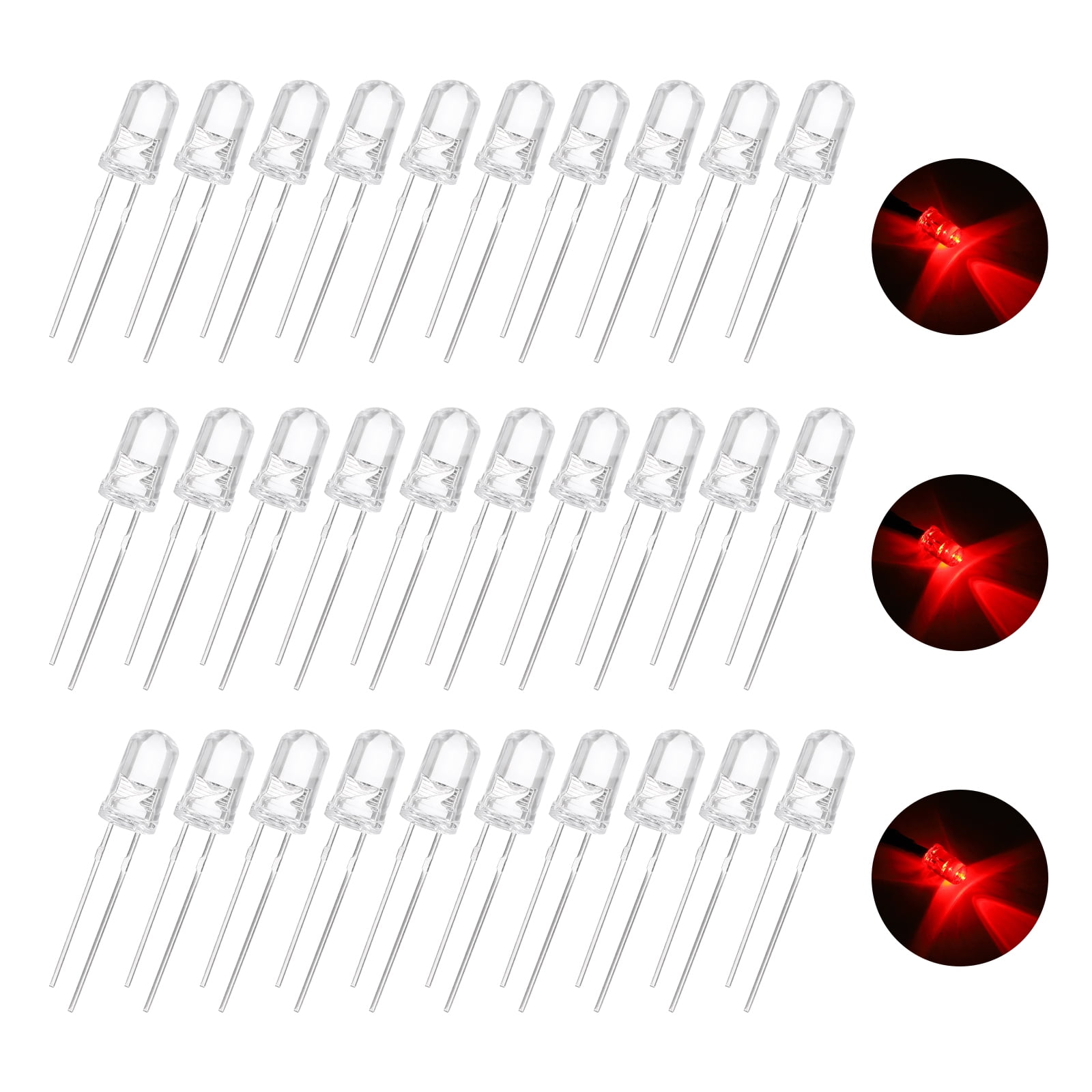 Uxcell 100pcs 3mm Red LED Diode Lights for Electronics Components and ...