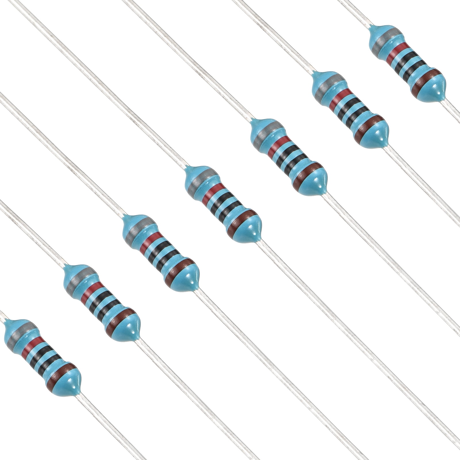 Uxcell 100pcs 820 Ohm Resistor, 1/4W (0.25W) Metal Film Fixed Resistor ...