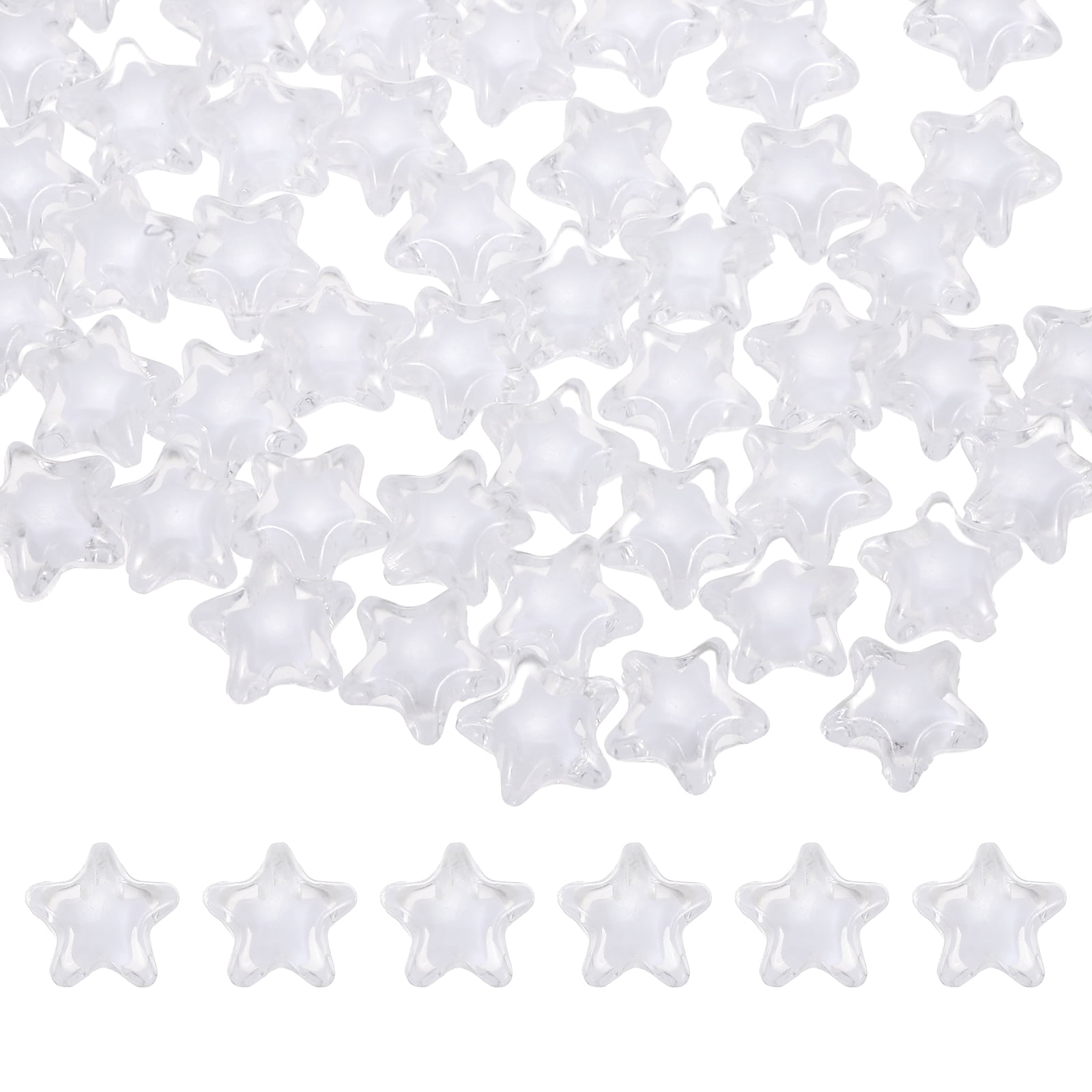 Uxcell 100pcs Acrylic Crystal Star Beads, 11mm Star Shape Charm Spacer ...