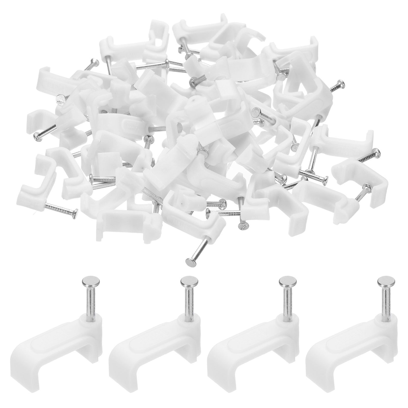 Uxcell 100pcs Cable Clips 14mm Half Clamp J-Hook with Nail Square ...