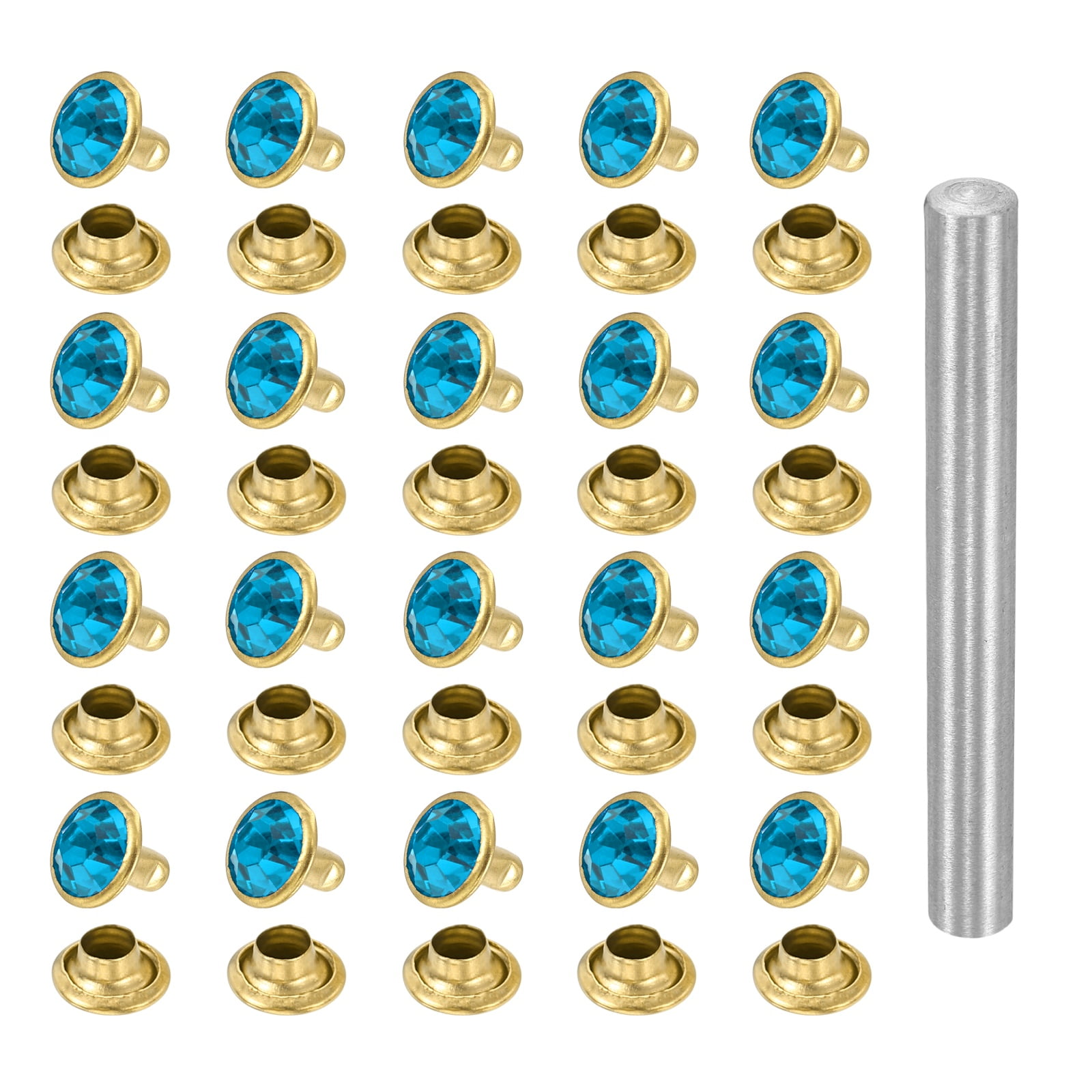 Uxcell 100pcs Crystal Rivets 8mm Rhinestone Rapid Stud Rivets with ...