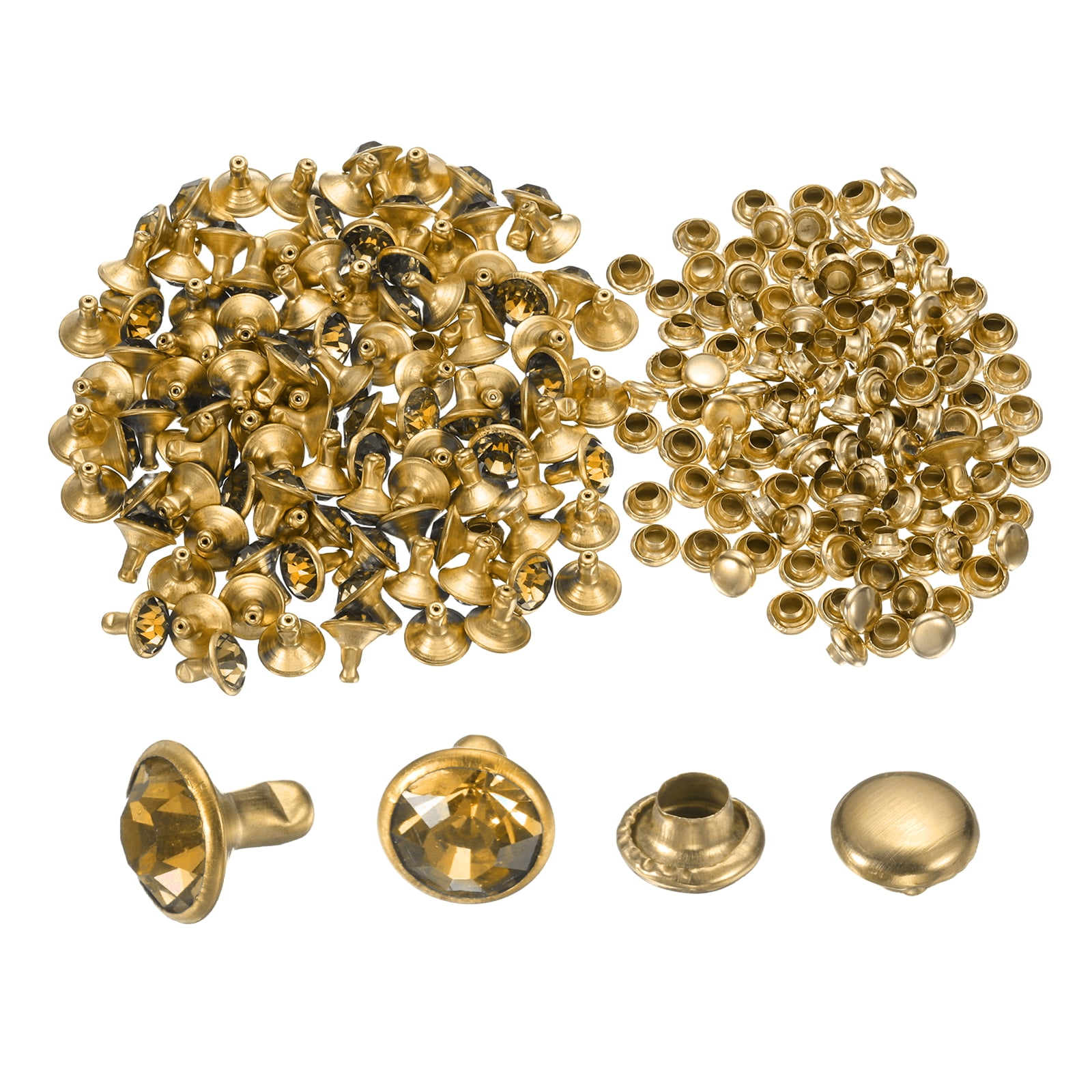 Uxcell 100pcs Crystal Rivets 8mm Rhinestone Rivets for Leather Crafting ...