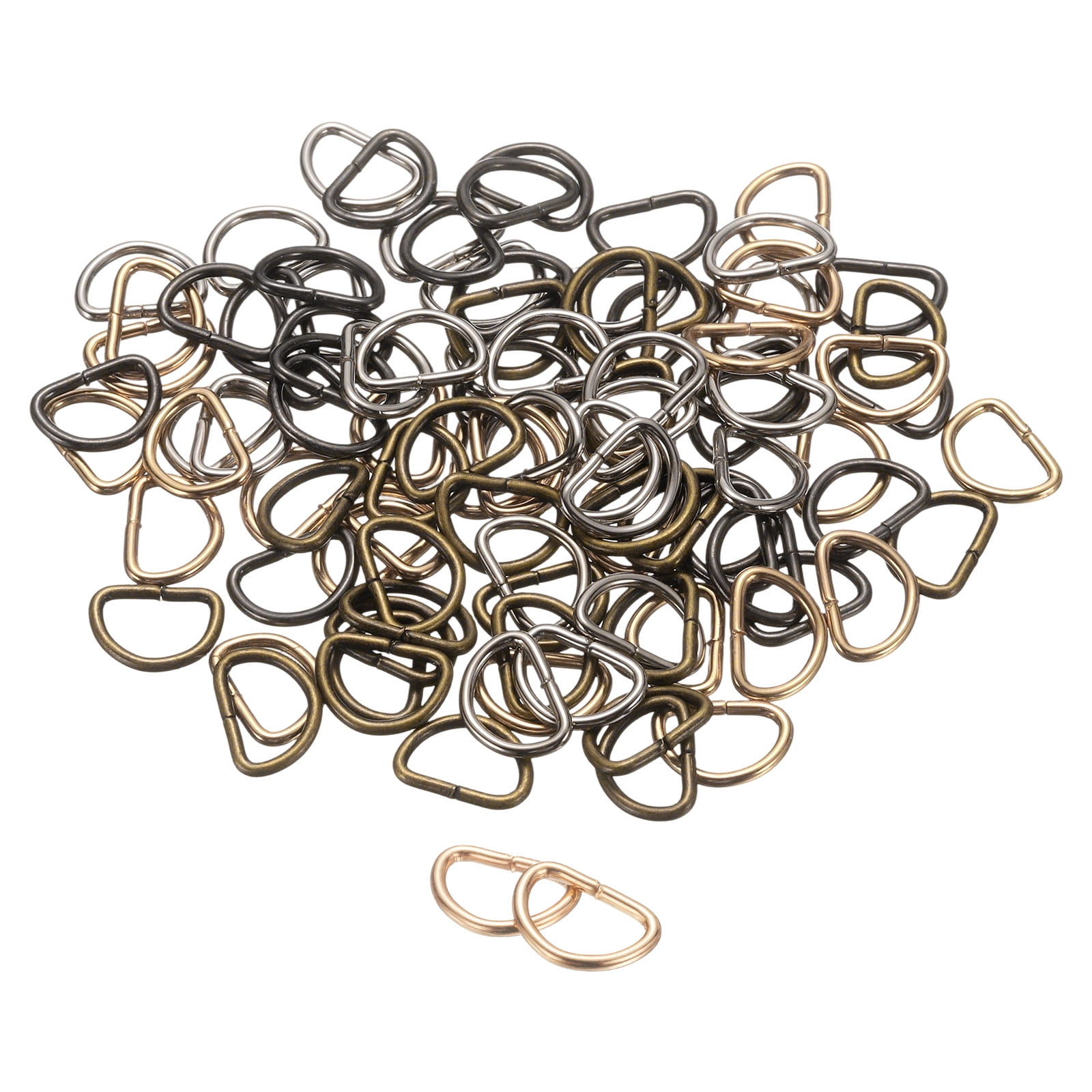 Uxcell 100pcs D Ring 3/8" (10mm) Metal Electroplate D-Shape Buckle ...