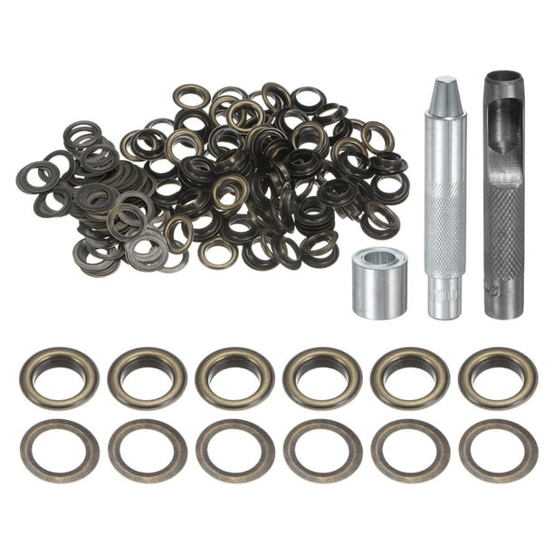 Uxcell 100pcs Grommet Tool Kit 12mm Grommet Eyelet Set with Hole Hollow ...