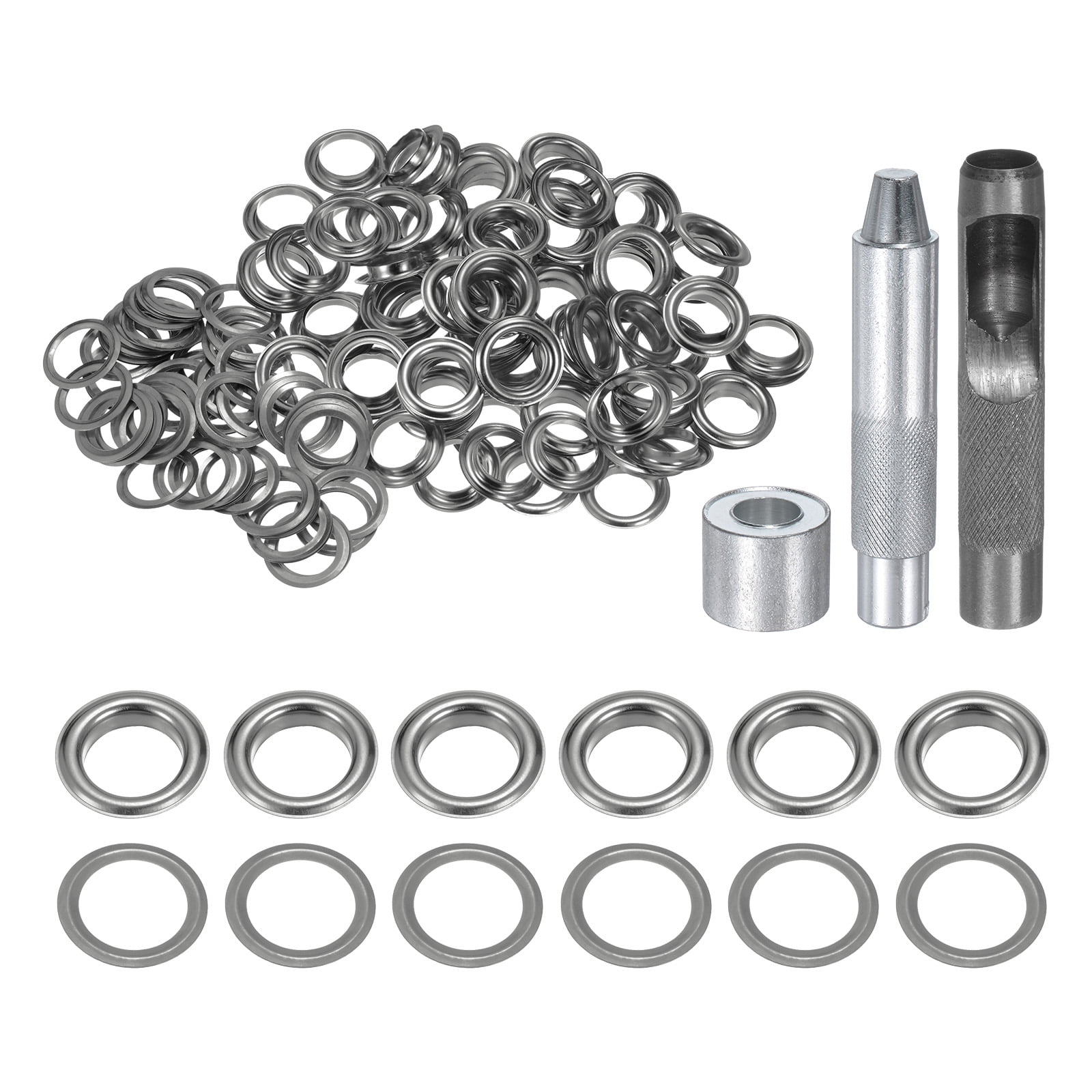 Uxcell 100pcs Grommet Tool Kit 14mm Grommet Eyelet Set with Hole Hollow ...