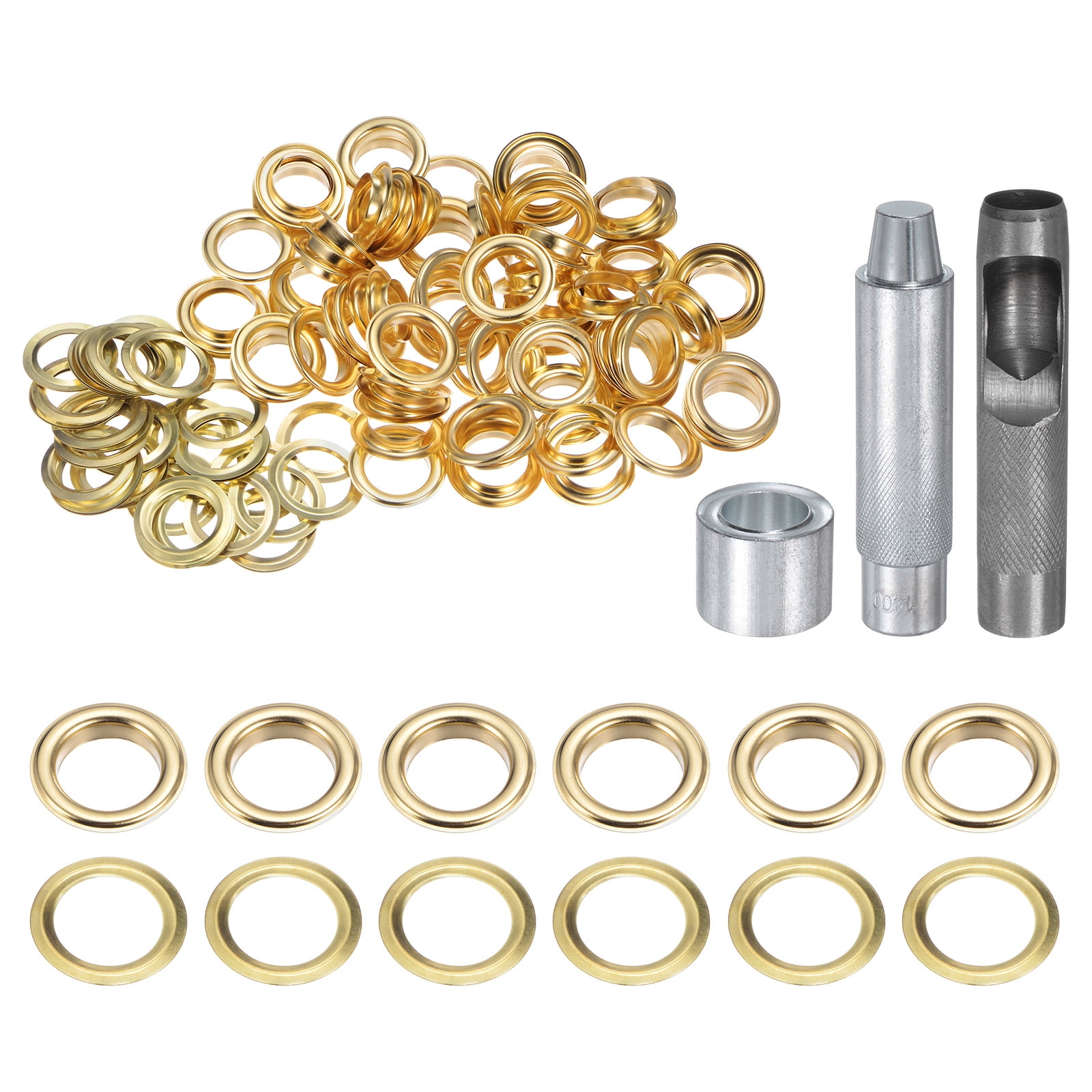 Uxcell 100pcs Grommet Tool Kit 17mm Grommet Eyelet Set with Hole Hollow ...