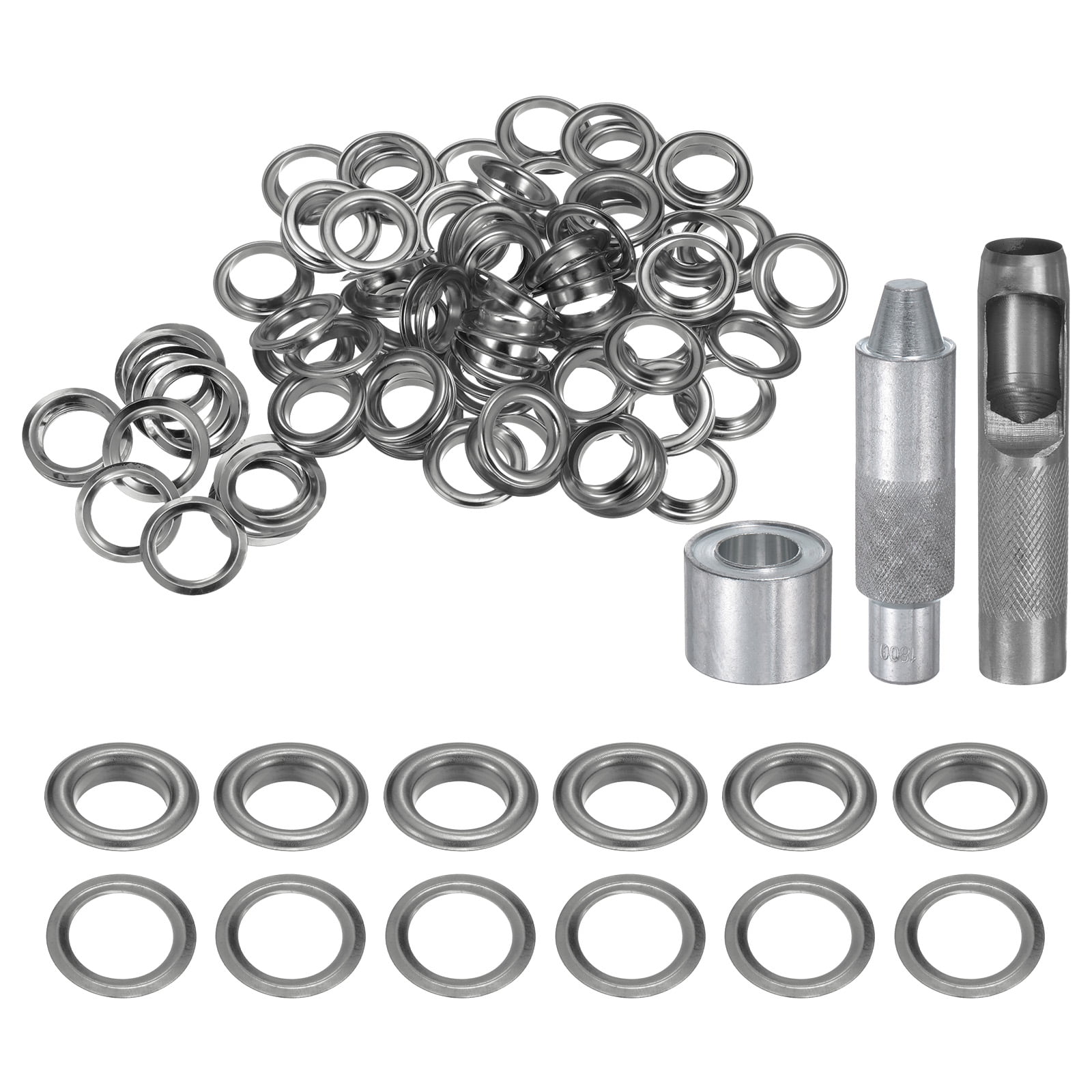 Uxcell 100pcs Grommet Tool Kit 18mm Grommet Eyelet Set with Hole Hollow ...