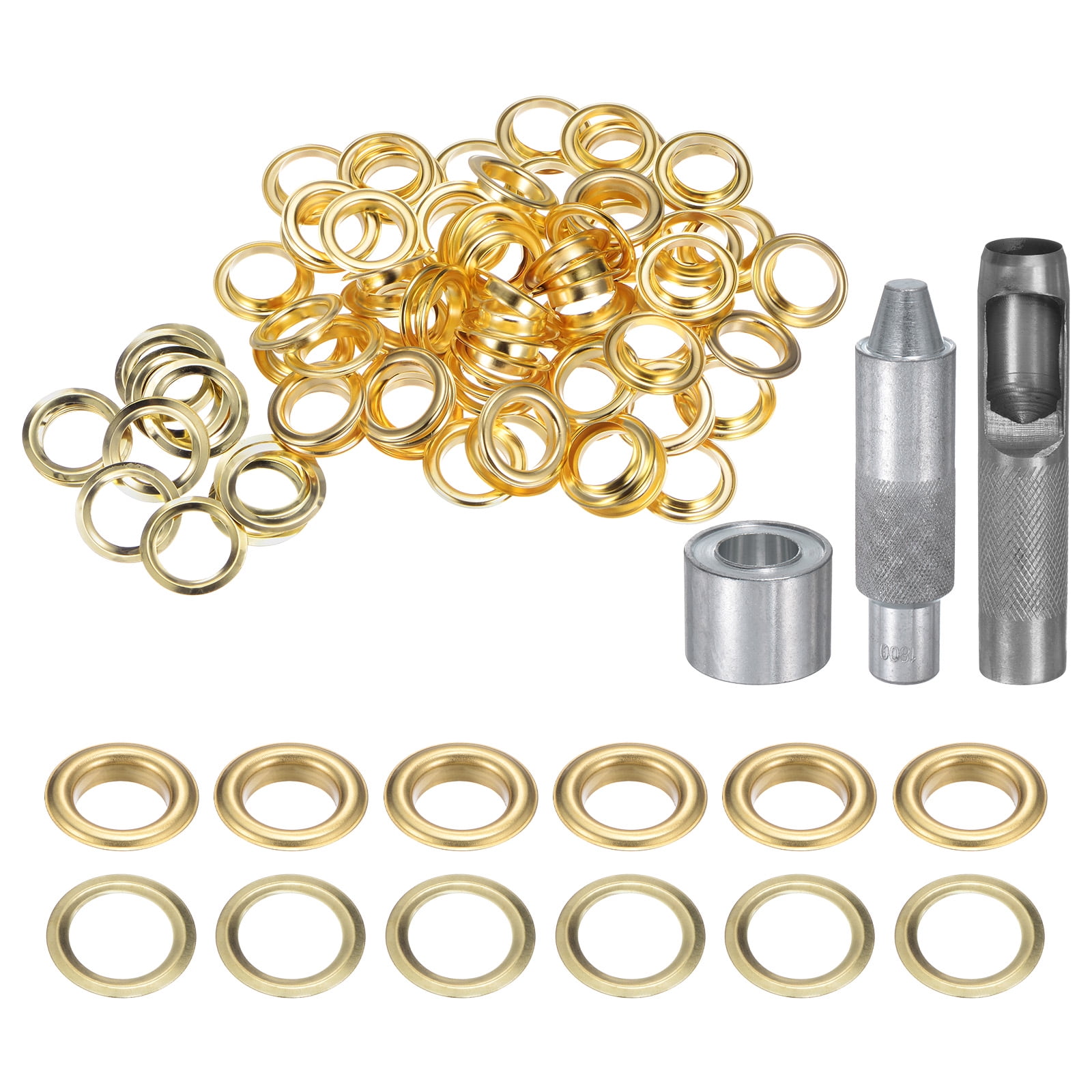 Uxcell 100pcs Grommet Tool Kit 18mm Grommet Eyelet Set with Hole Hollow ...