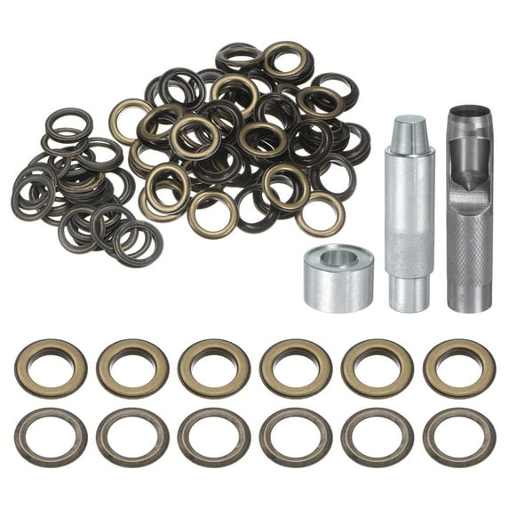 Uxcell 100pcs Grommet Tool Kit 20mm Grommet Eyelet Set with Hole Hollow ...