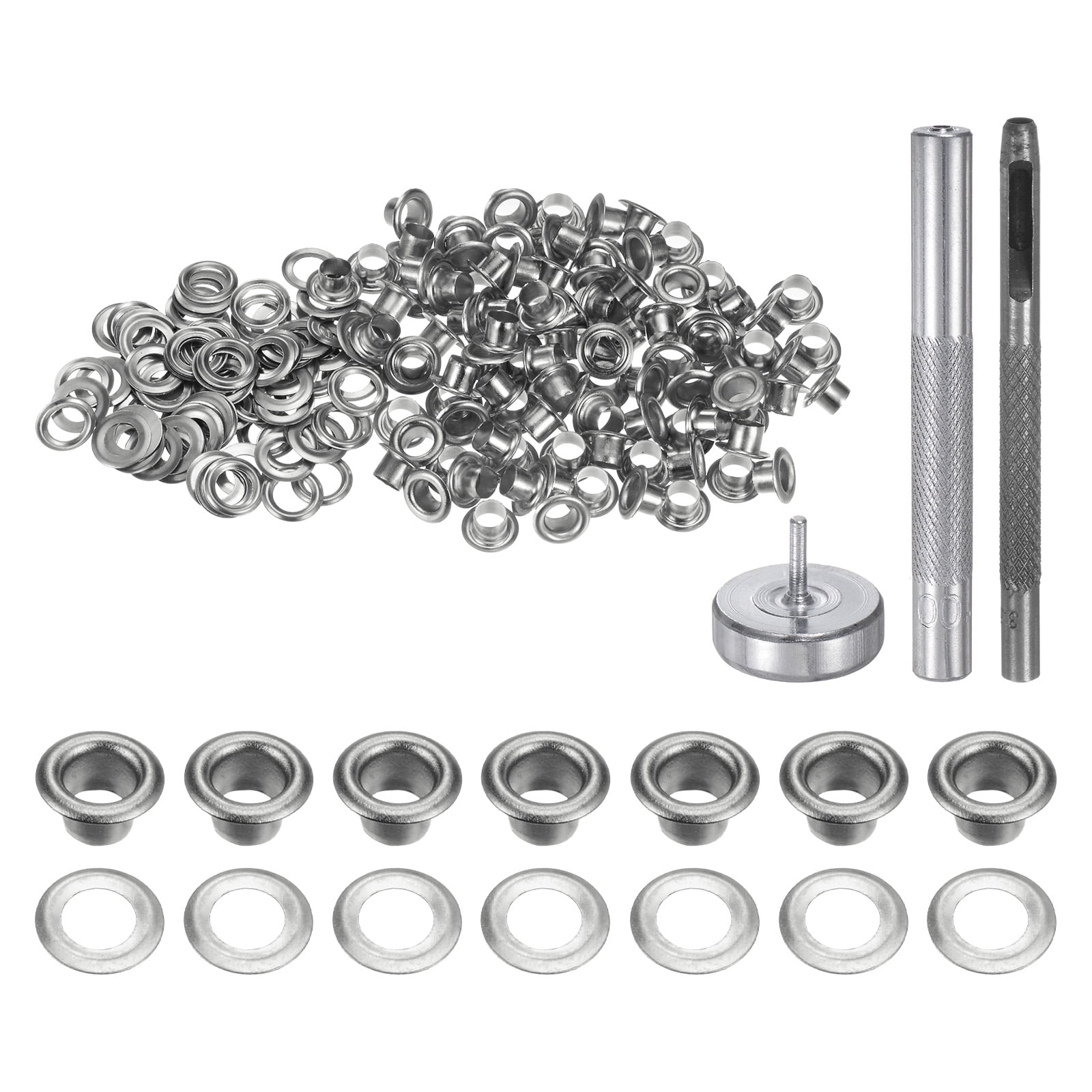 Uxcell 100pcs Grommet Tool Kit 3.5mm Grommet Eyelet Set with Hole ...