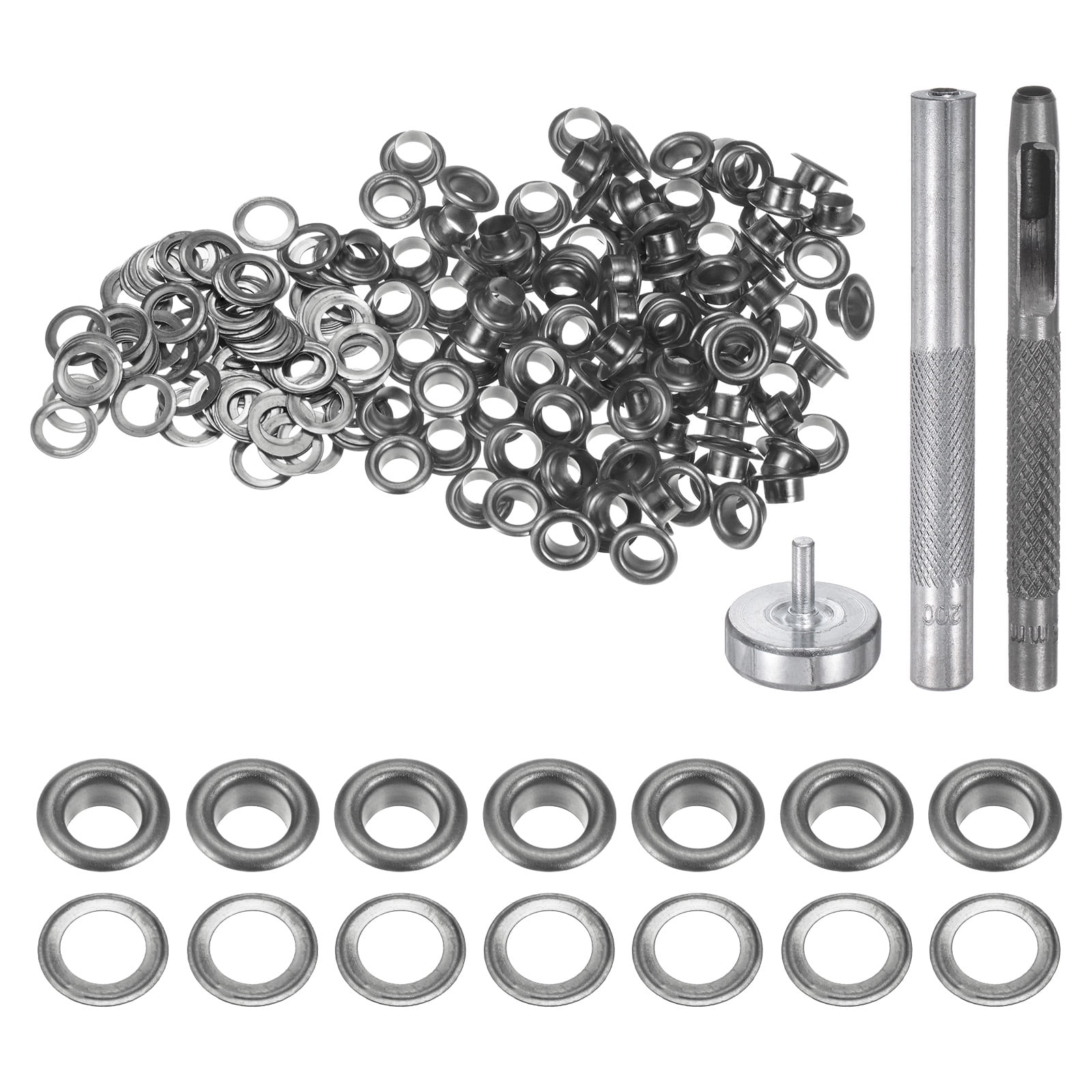 Uxcell 100pcs Grommet Tool Kit 4.5mm Grommet Eyelet Set with Hole ...
