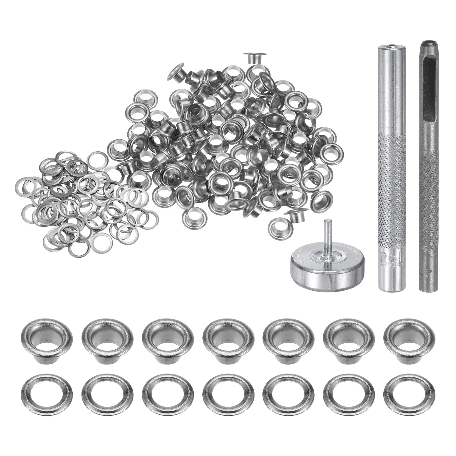 Uxcell 100pcs Grommet Tool Kit 4mm Grommet Eyelet Set with Hole Hollow ...