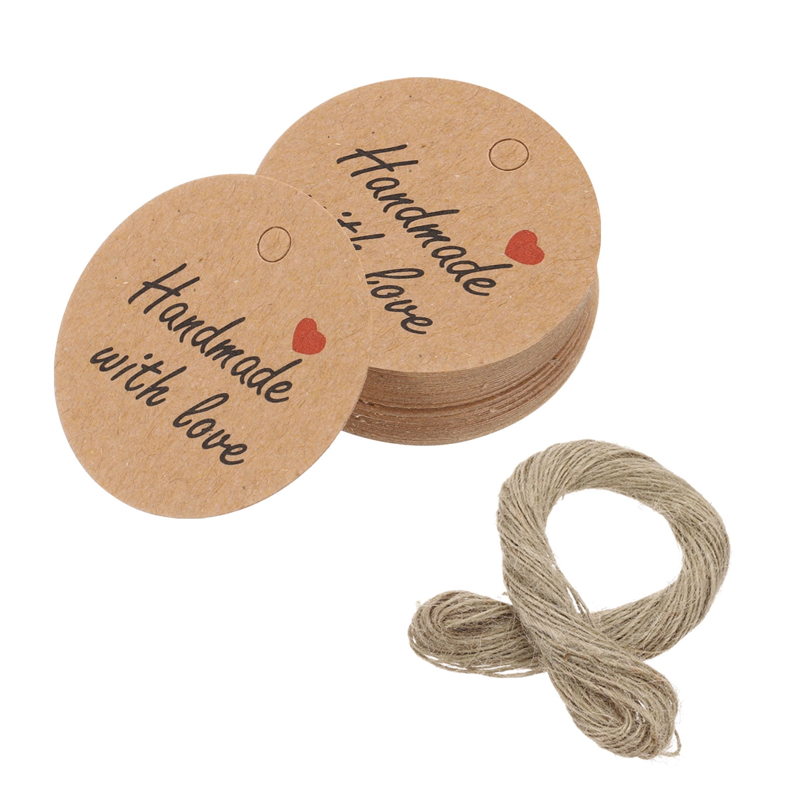 Uxcell 100pcs Handmade with Love Tags,1.2'' Round Brown Kraft Paper ...