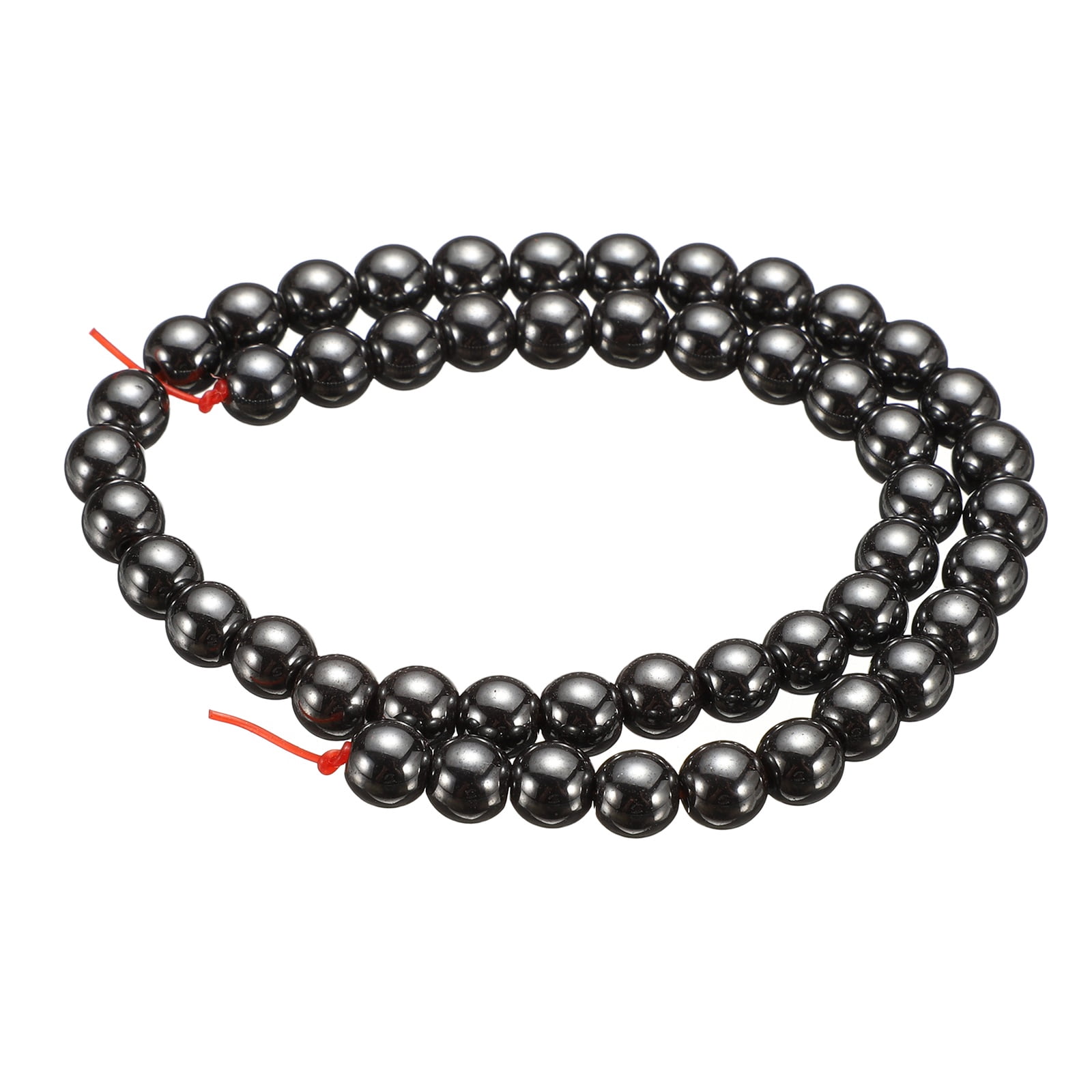 Uxcell 100pcs Natural Stone Beads 6mm Black Courage Stone Round ...