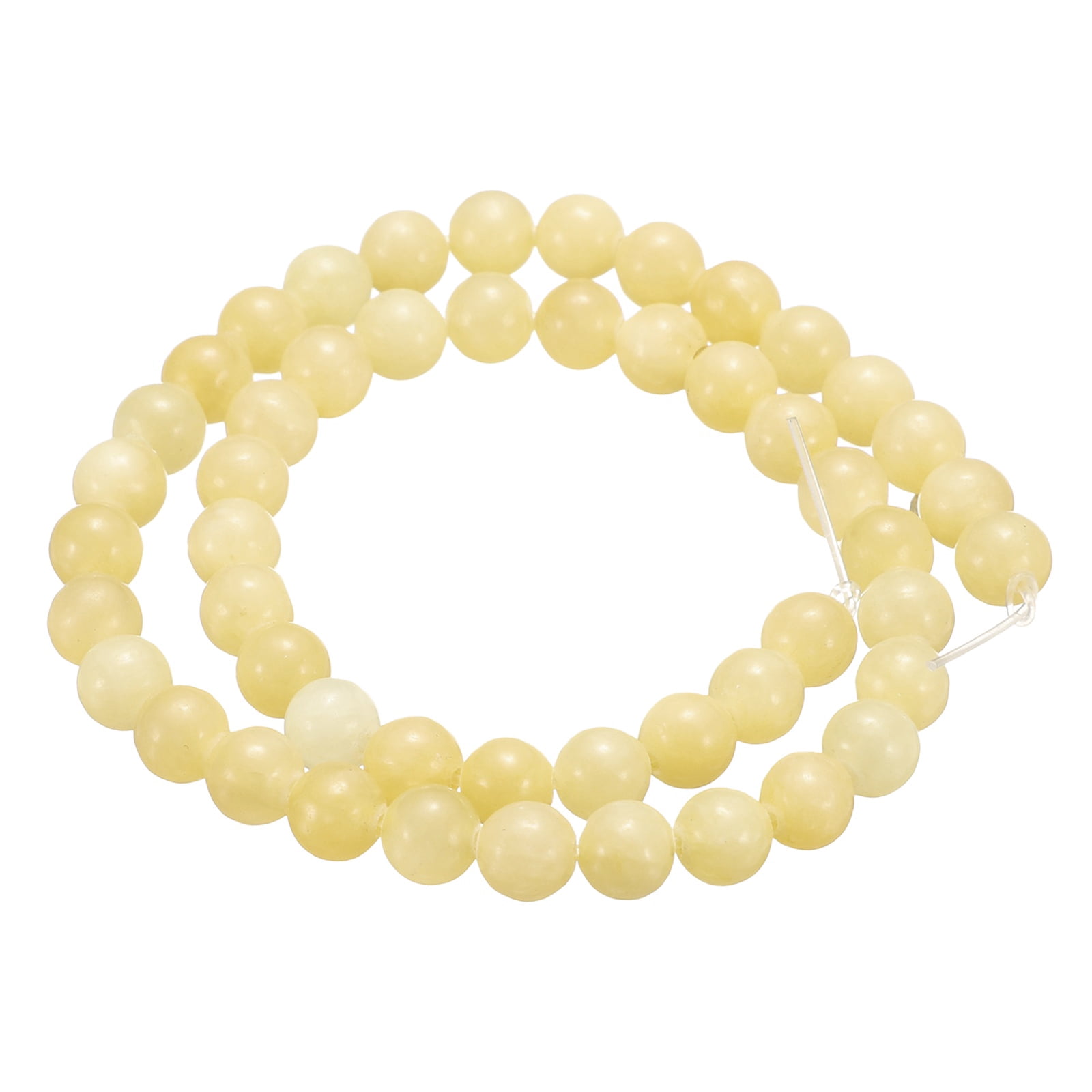Uxcell 100pcs Natural Stone Beads 6mm Yellow Jade Round Gemstone Stone ...