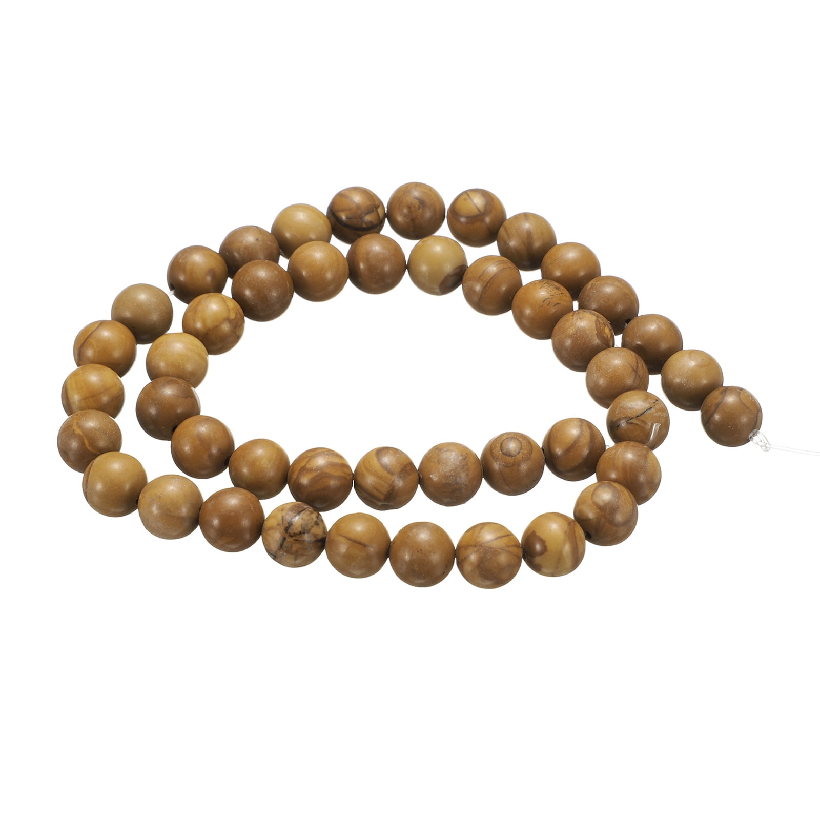Uxcell 100pcs Natural Stone Beads 8mm Wooden Grain Yellow Gemstone ...