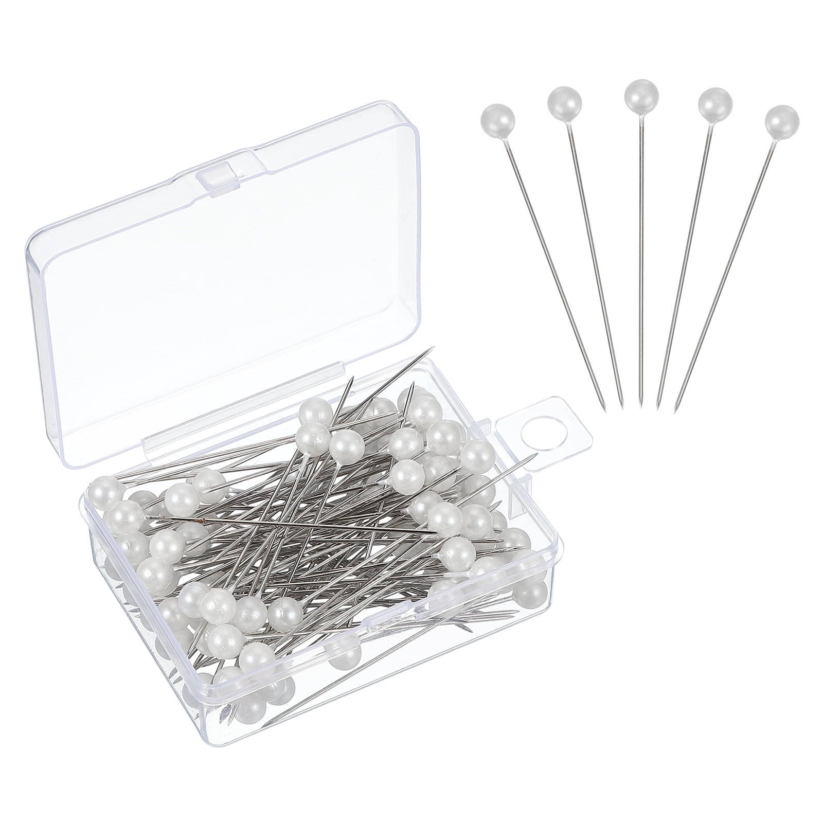 Uxcell 100pcs Sewing Pins, 2 Inch Round Pearl Head Corsage Pins for ...