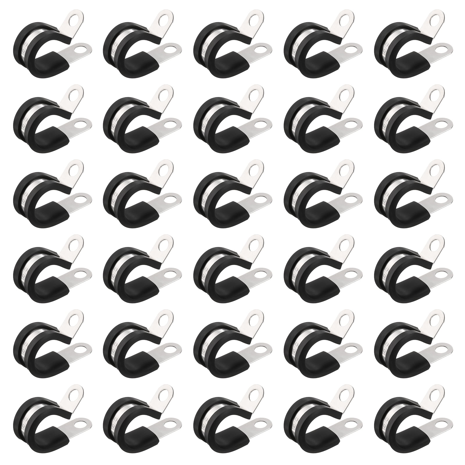 Uxcell 100pcs Stainless Steel Cable Clamps 5/8 Inch Rubber Cushioned ...