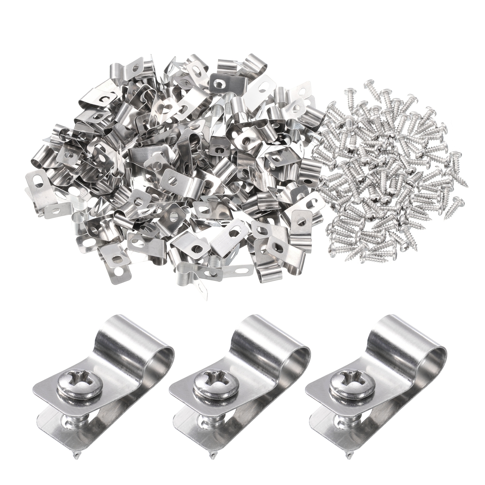 Uxcell 100pcs Wire Fence Clips 0.24" Stainless Steel Fence Wire Clamps ...