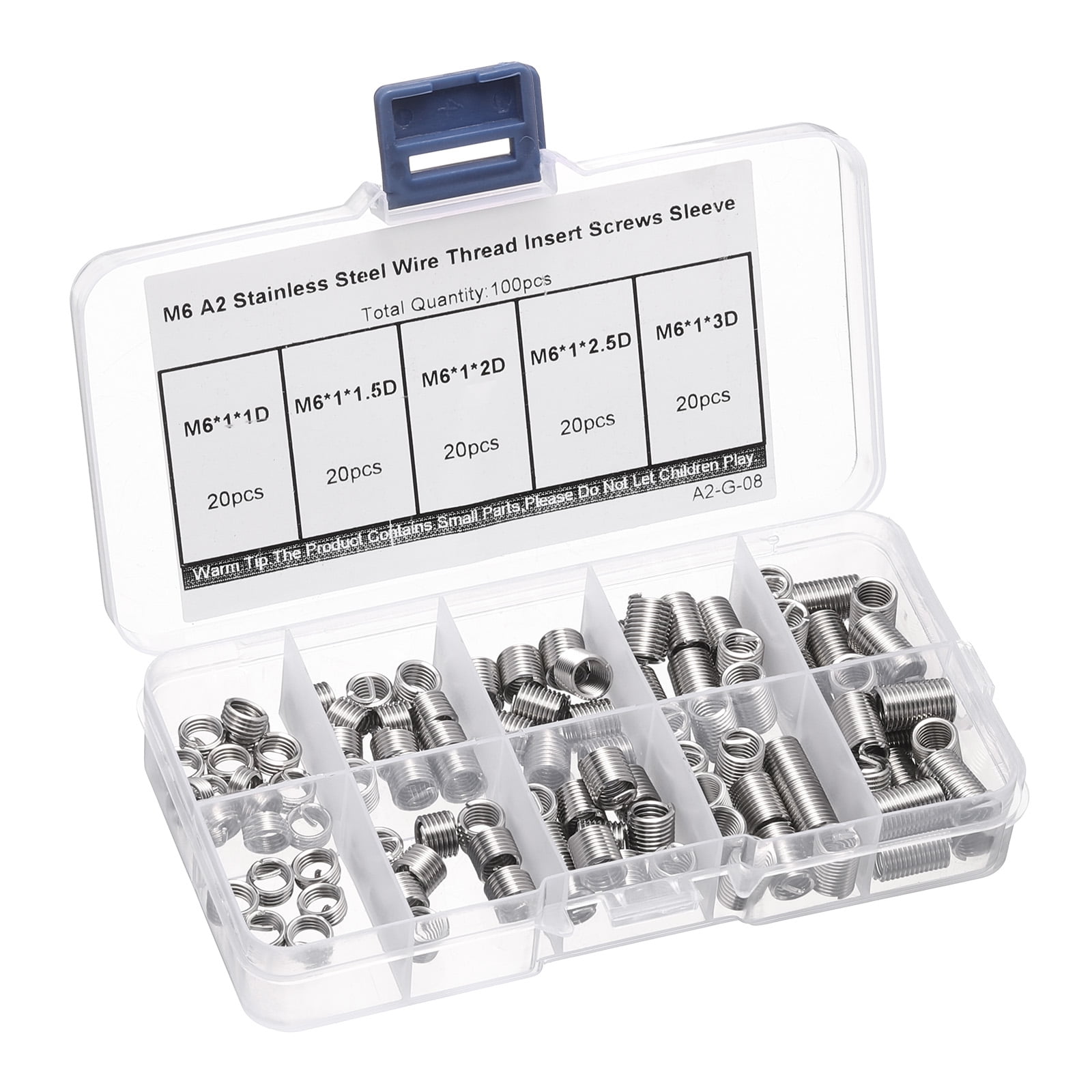 Uxcell 100pcs Wire Thread Insert Kit M6 x 1 Metric 304 Stainless Steel ...