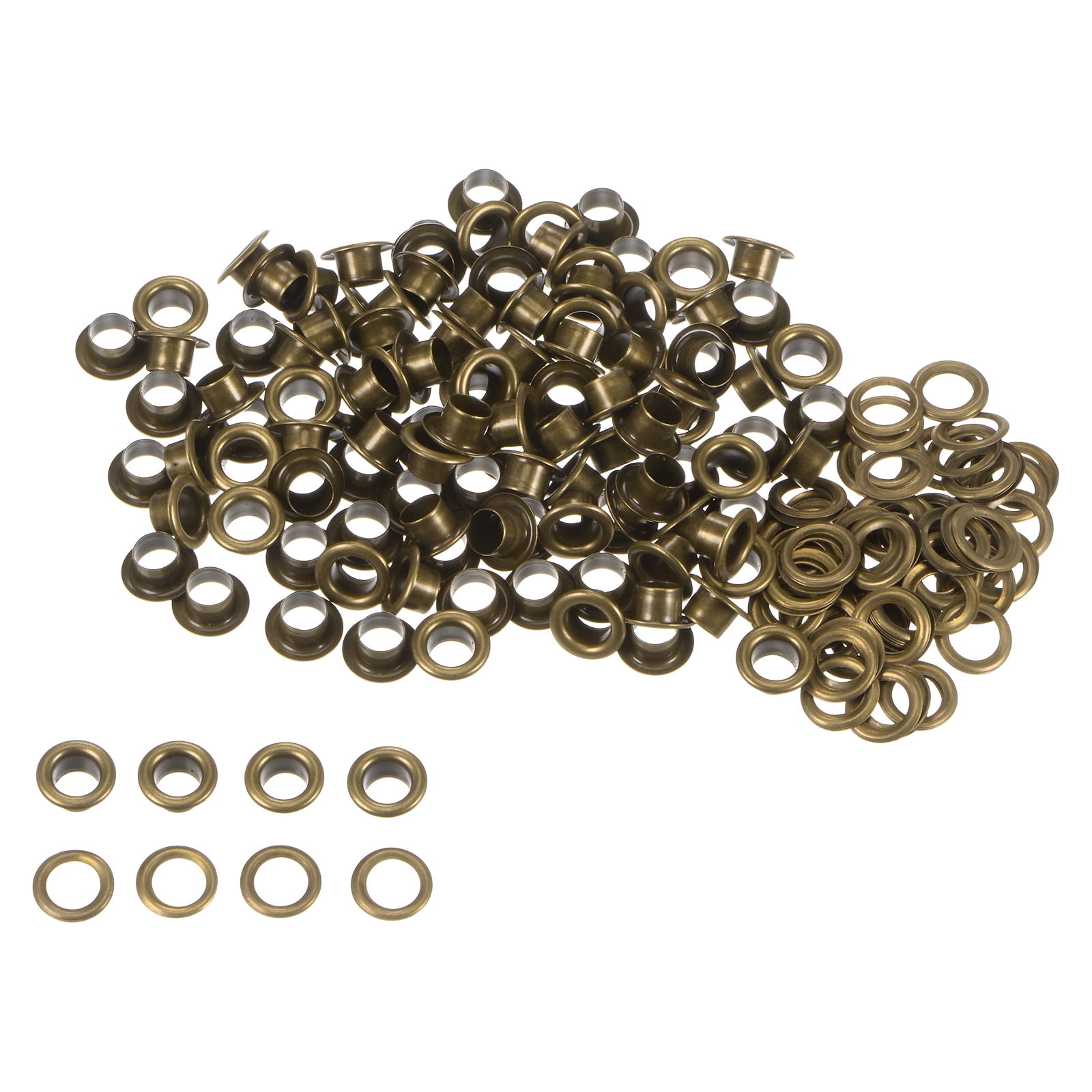 Uxcell 100set Grommets Kit Metal Eyelets 6mm 1/5" Hole Tiny Grommet for ...