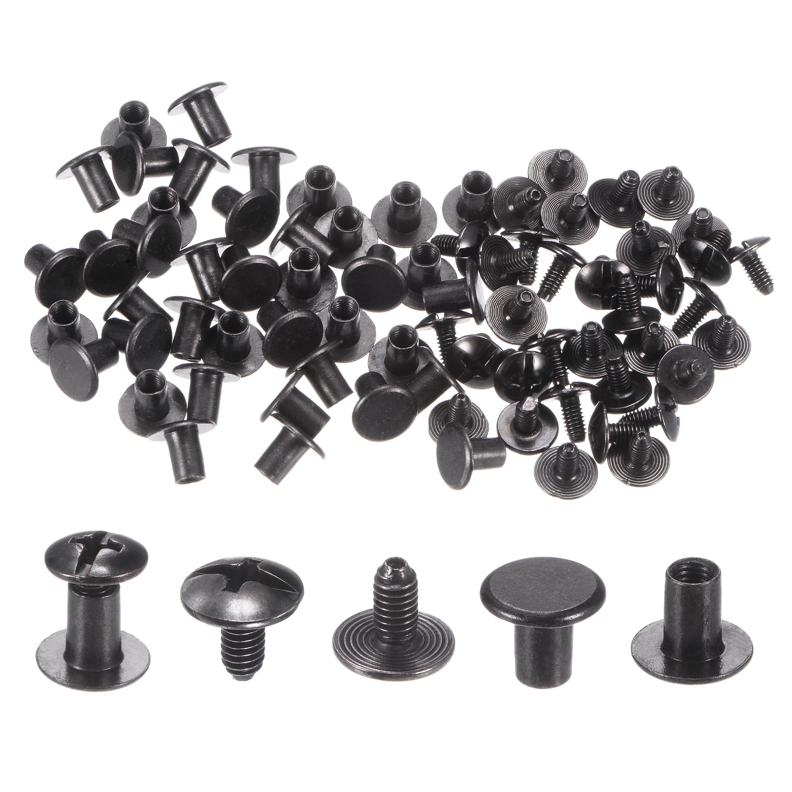 Uxcell 100set Round Flat Head Screws Buttons 5/16" Metal Stud Screw ...