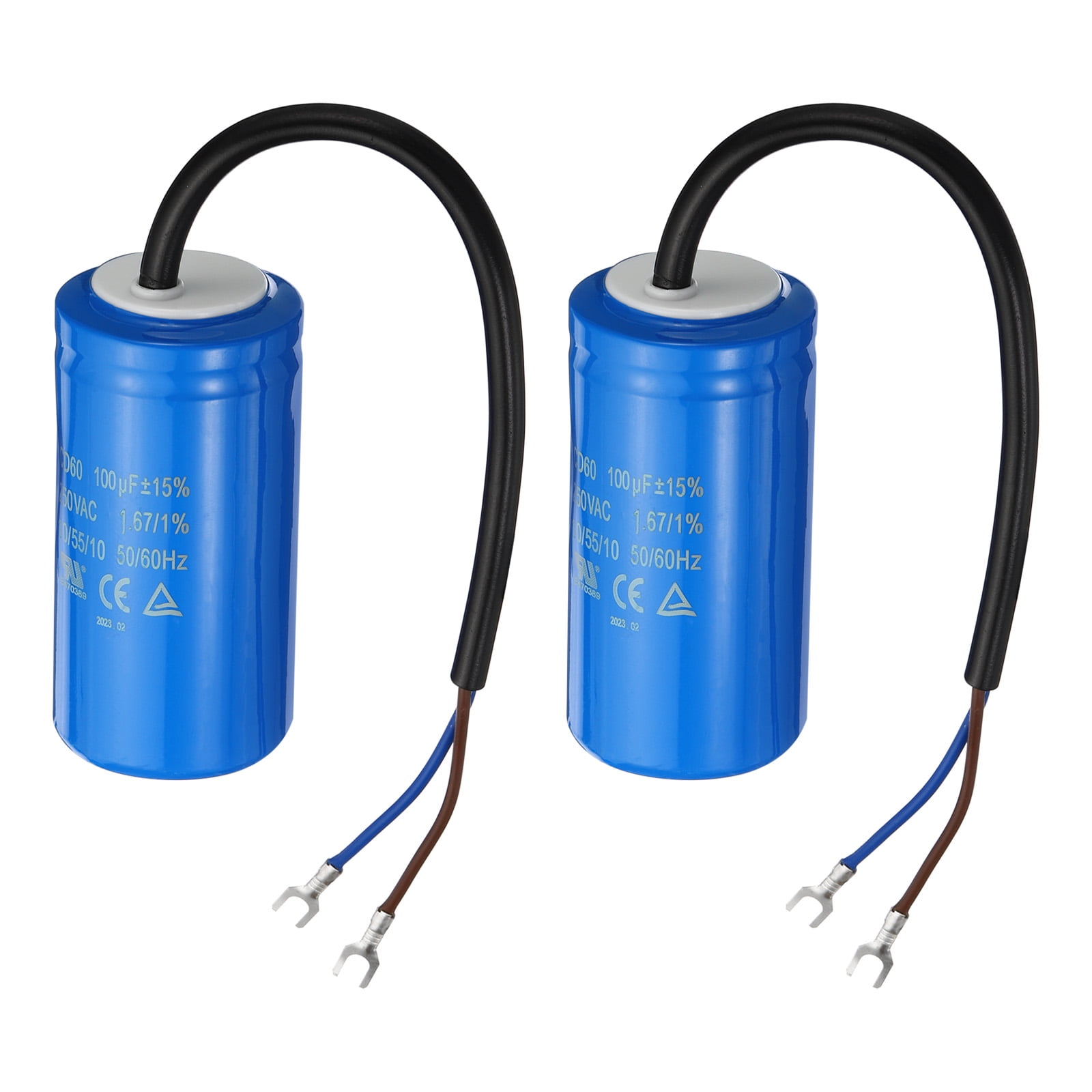 Uxcell 100uF 250VAC 2 Wires 50/60Hz CD60 Run Capacitor 2 Pack - Walmart.com