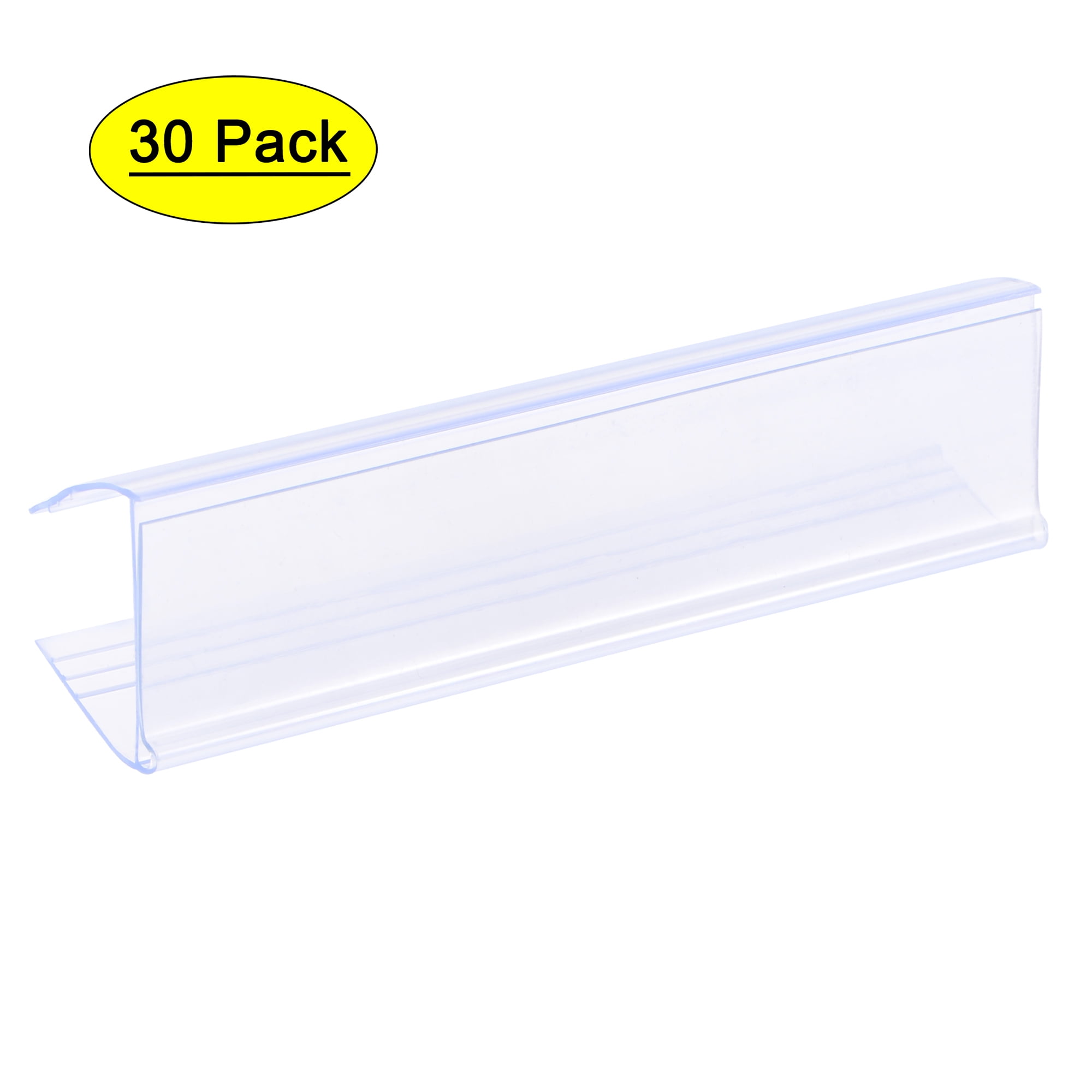 Uxcell 100x28mm Clear Blue Plastic Label Holder Clip for Shelf, 30 Pack ...