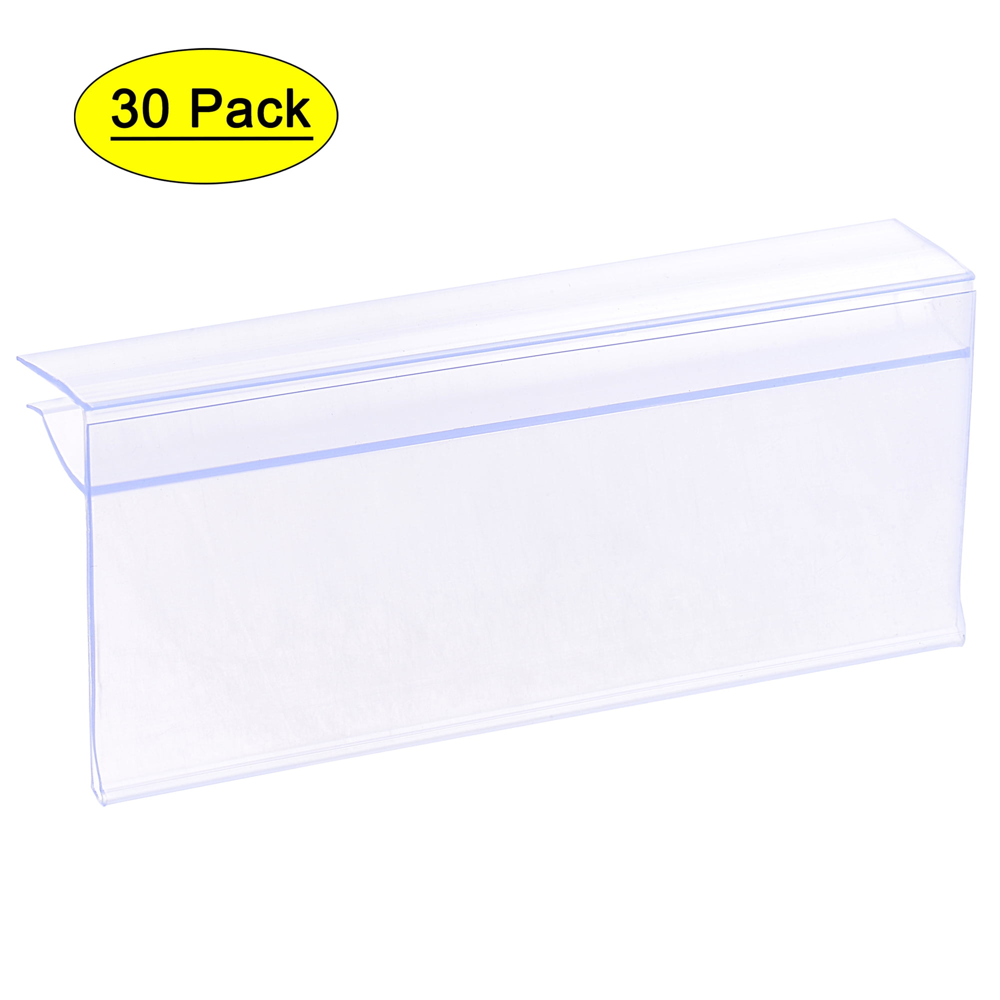 Uxcell 100x42mm Clear Plastic Label Holder Clip for Shelf, 30 Pack ...